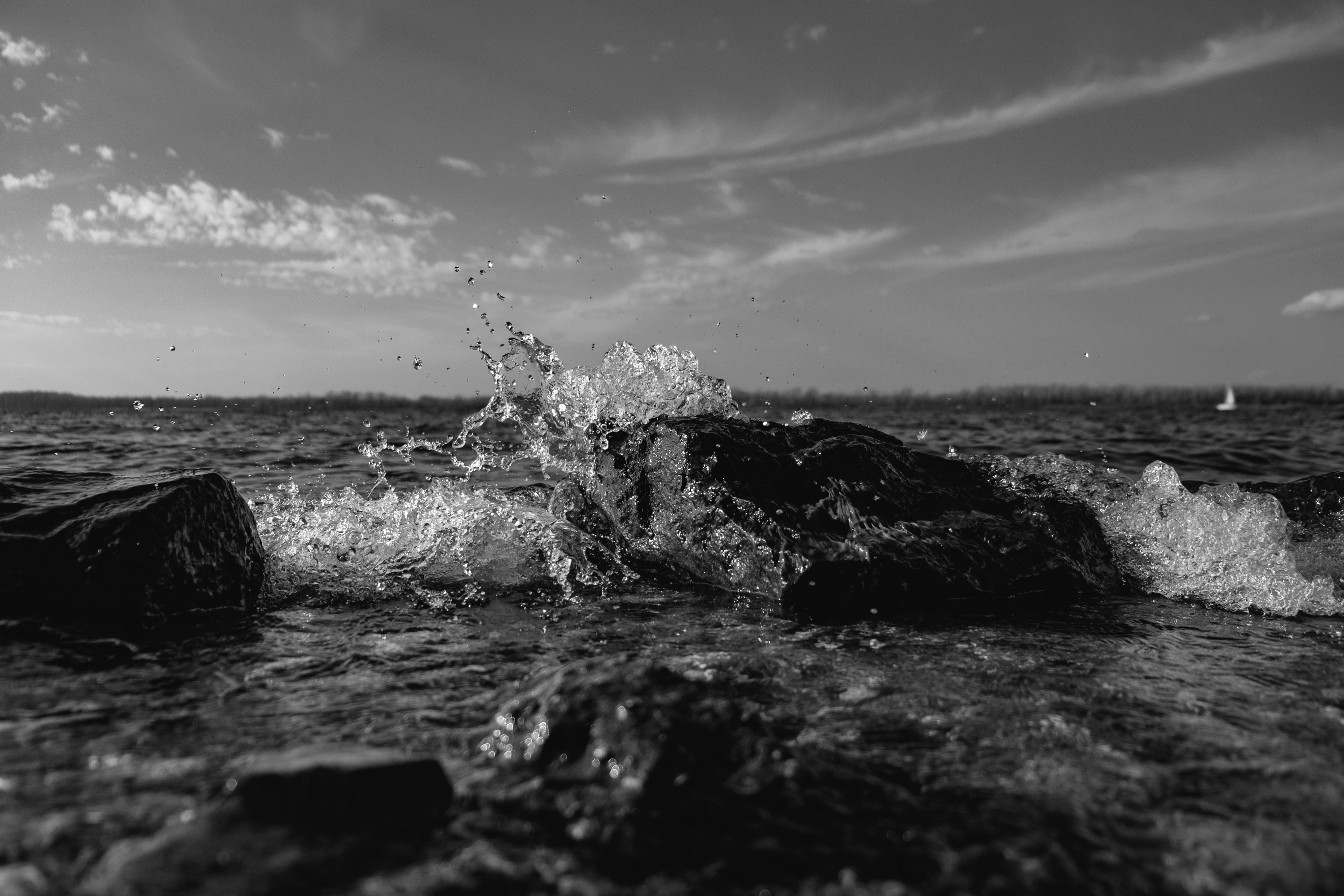 Grayscale Photography of Sea · Free Stock Photo
