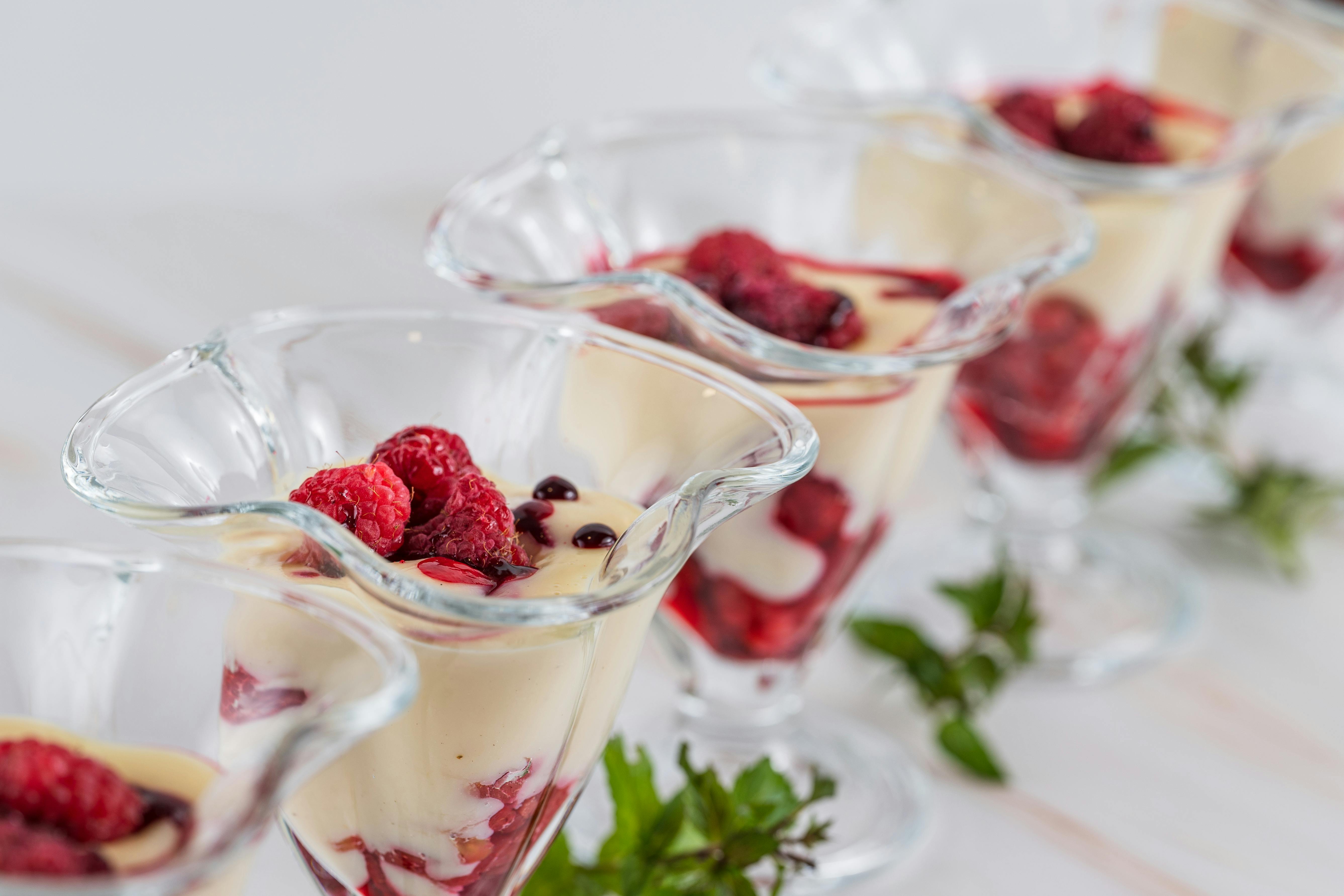 Pudding with Raspberries · Free Stock Photo