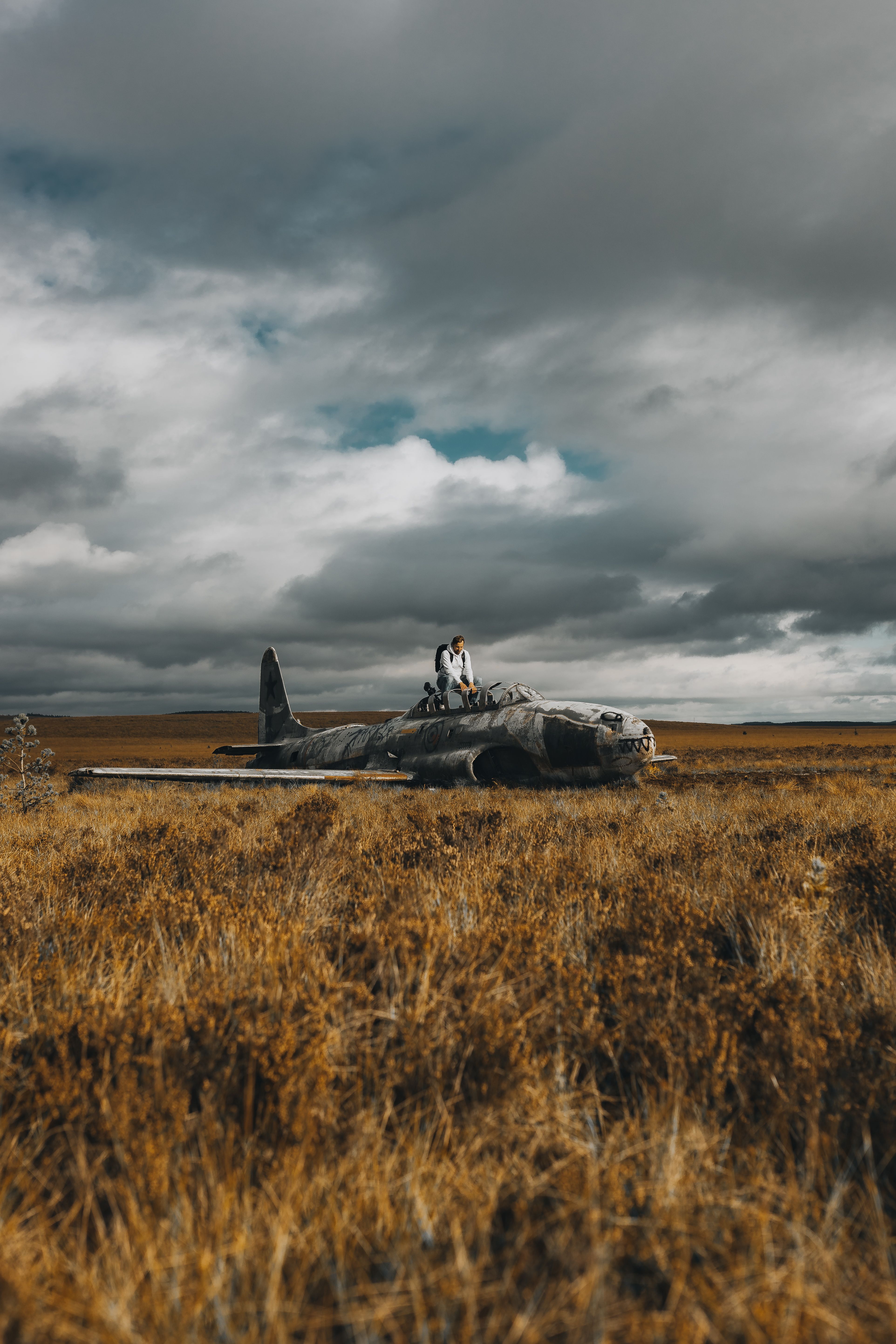 Gray Wrecked Plane Photography · Free Stock Photo