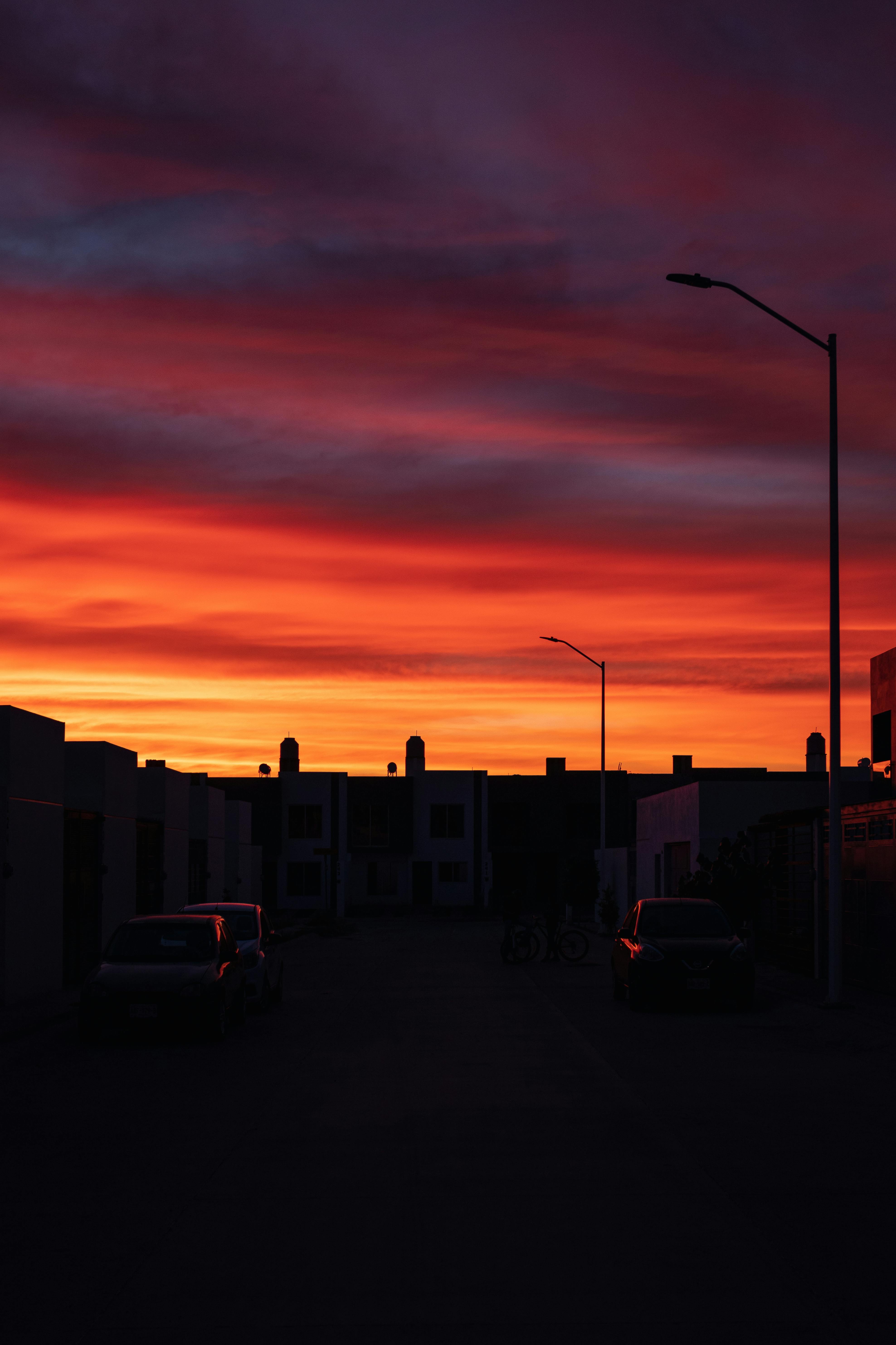 Silhouette of Street Lights during Sunset · Free Stock Photo