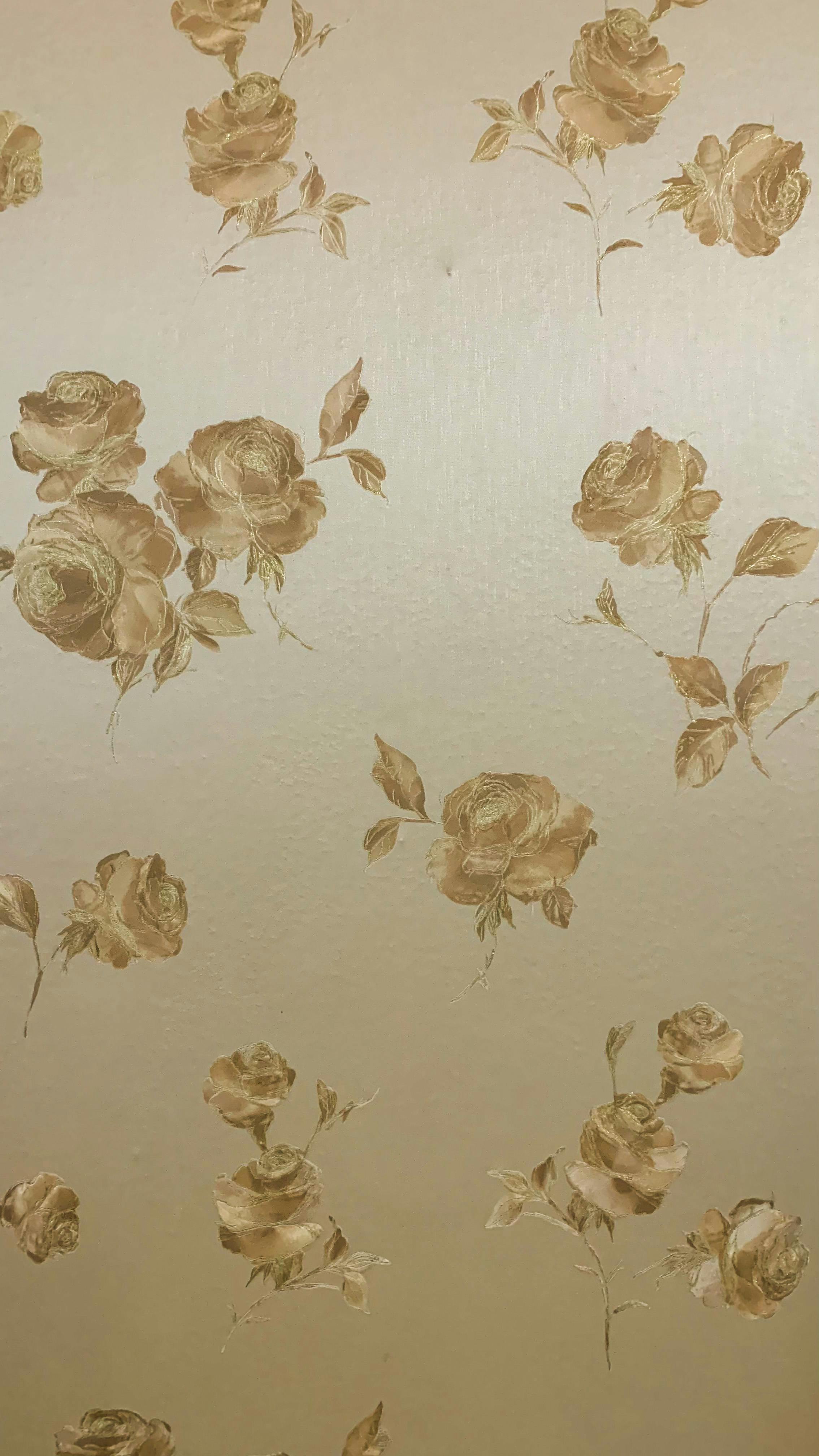 A Wallpaper with Printed Roses · Free Stock Photo