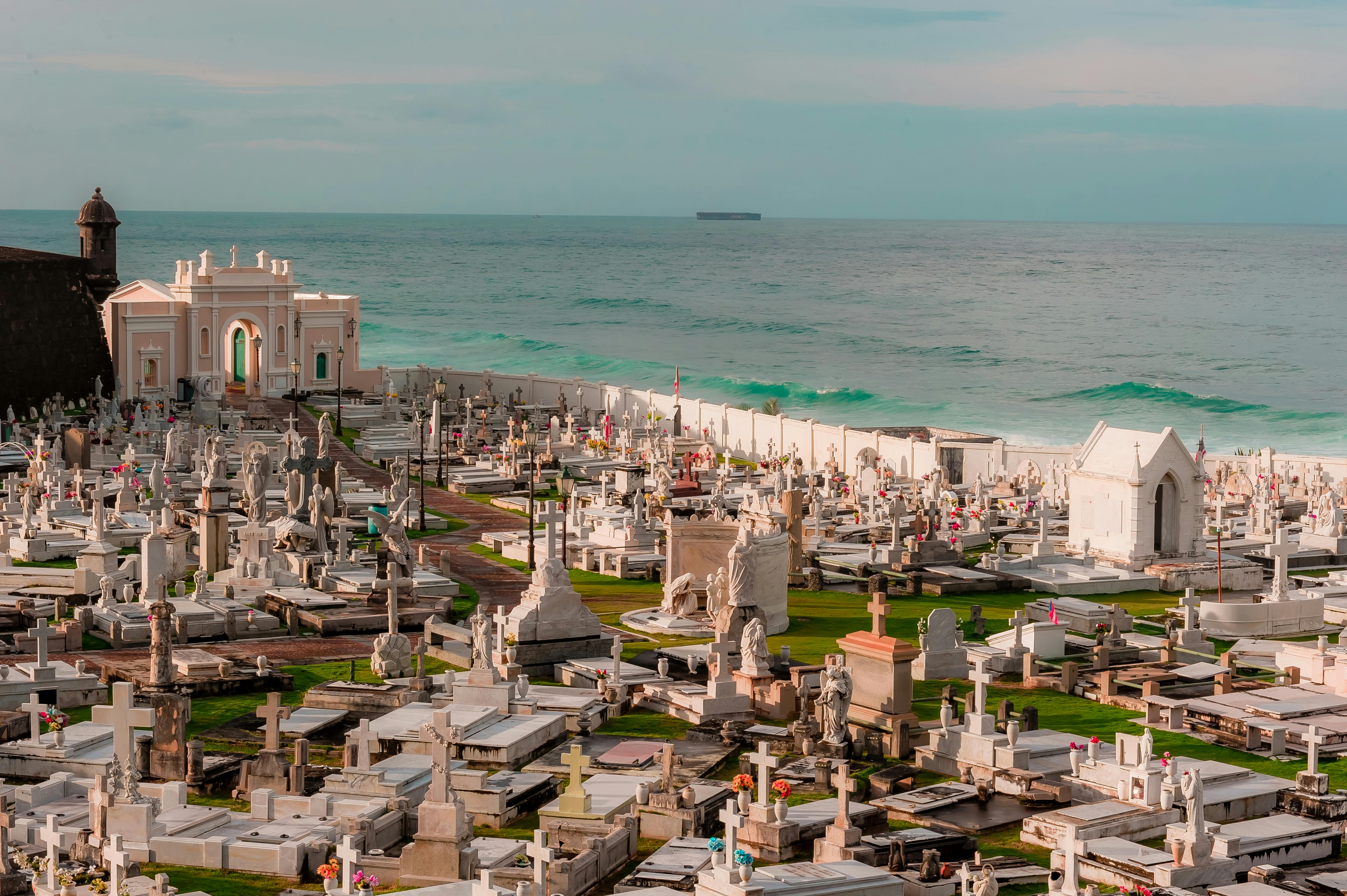 Aerial Photography of a Cemetery Near the Sea · Free Stock Photo