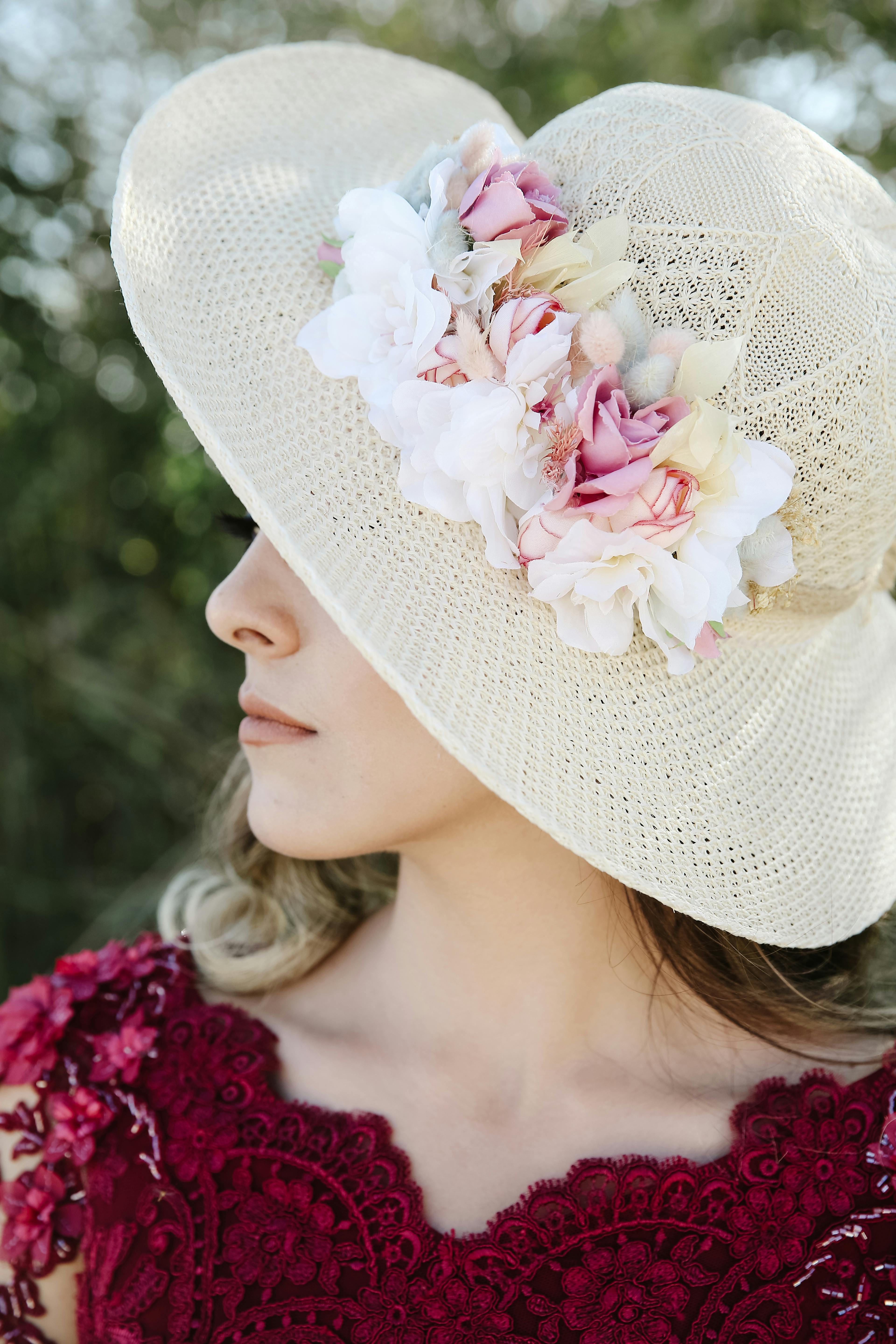 Woman in Hat with Flowers · Free Stock Photo