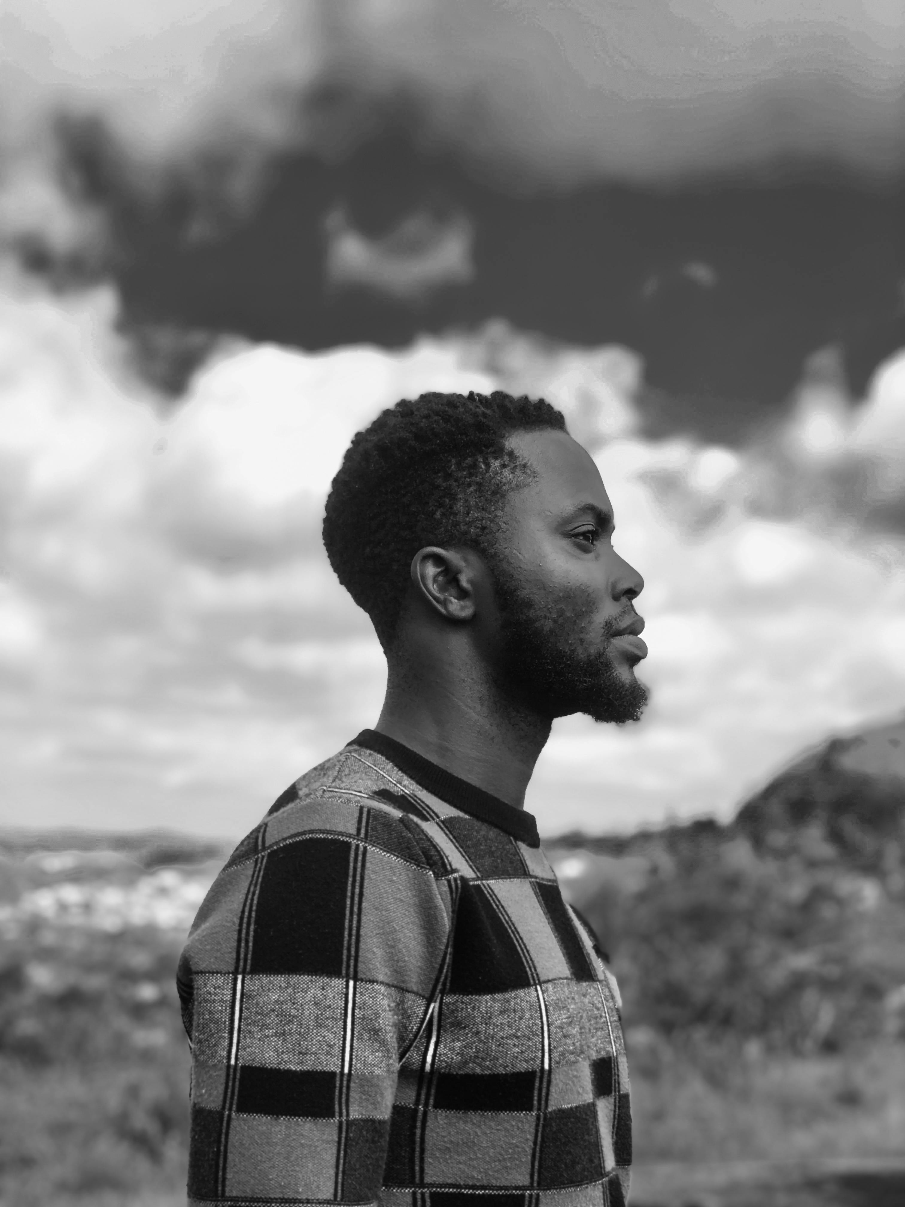 Gray scale Photo of Man's Face · Free Stock Photo