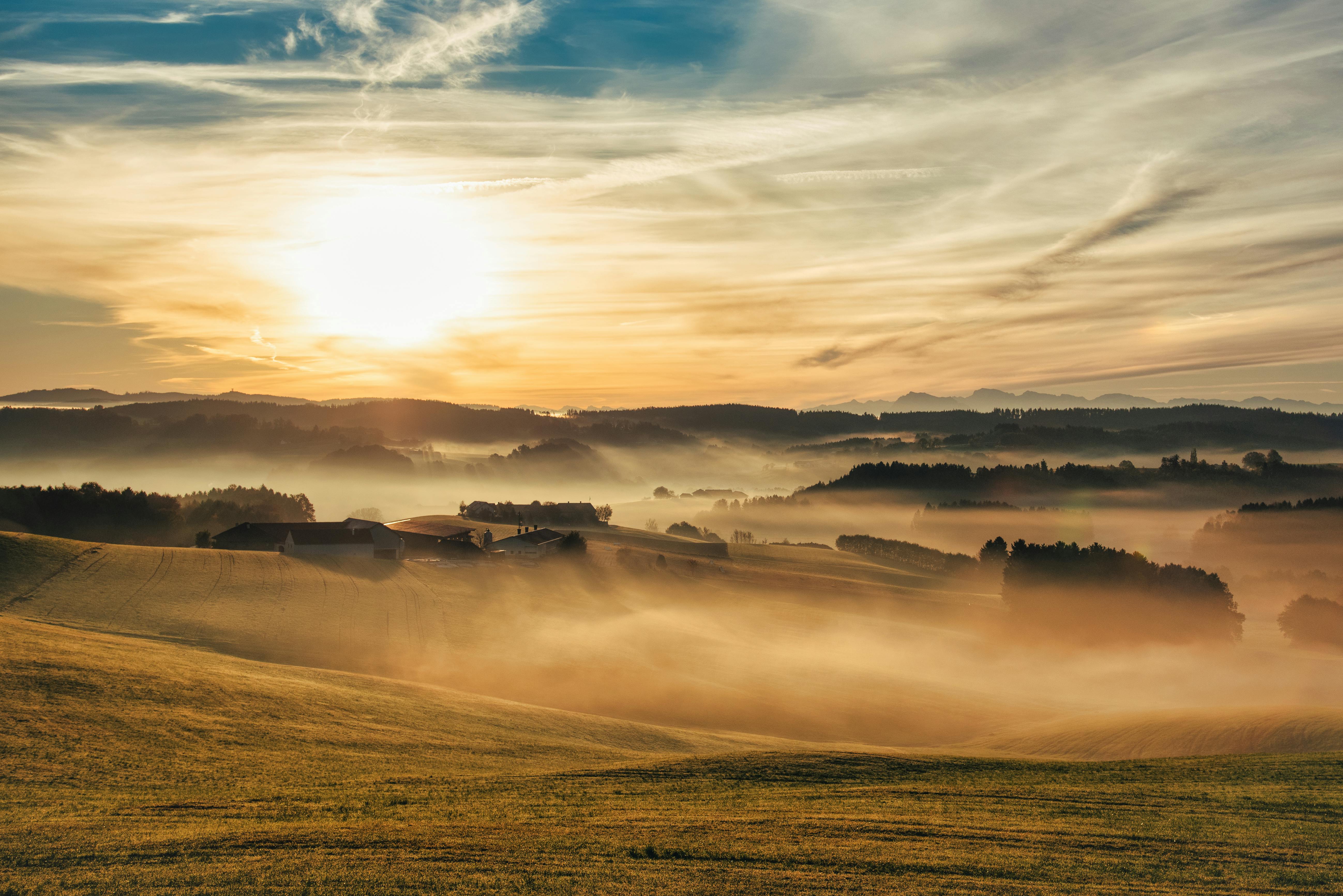 Fog over Hills at Sunrise · Free Stock Photo