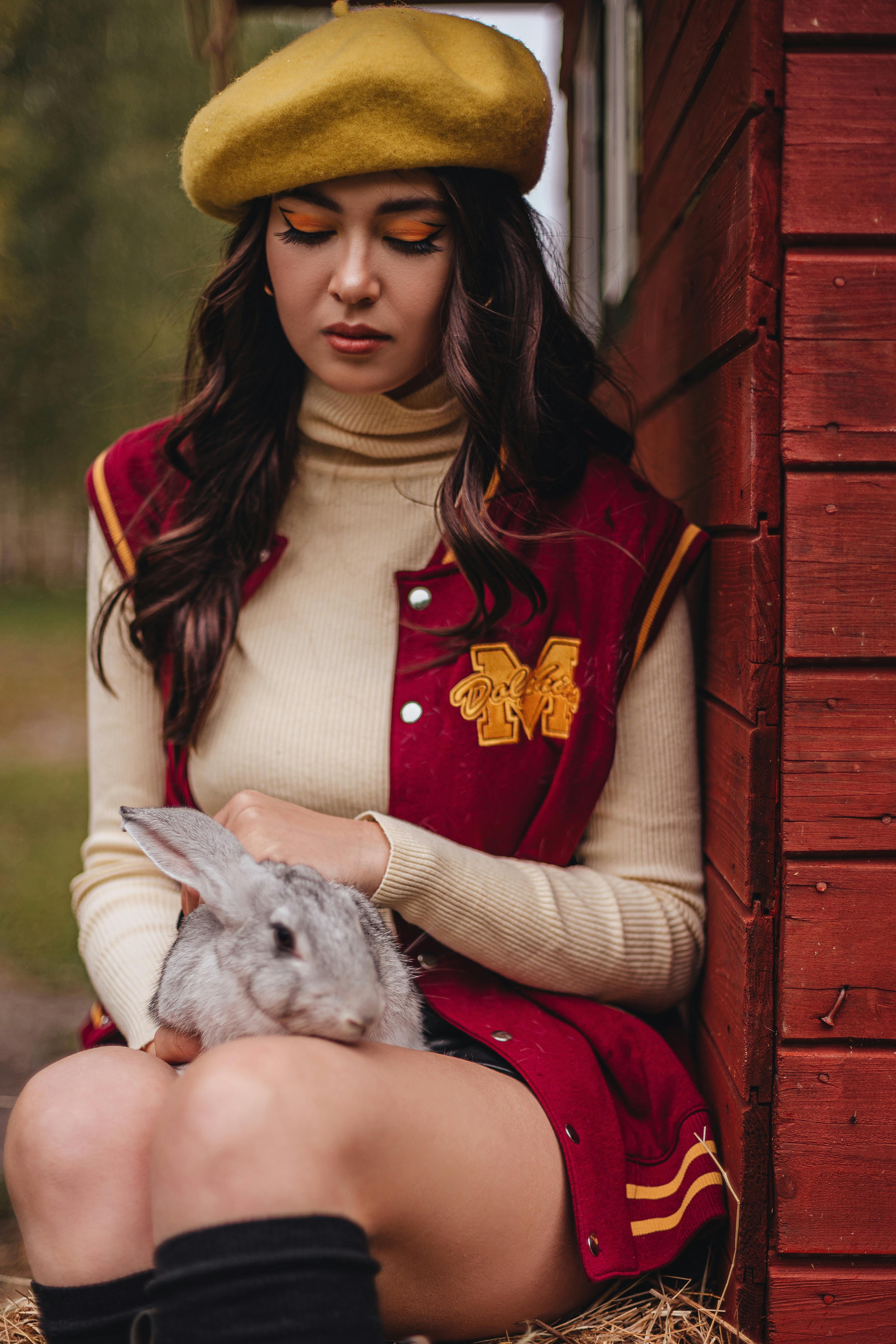 Woman Sitting with Rabbit · Free Stock Photo