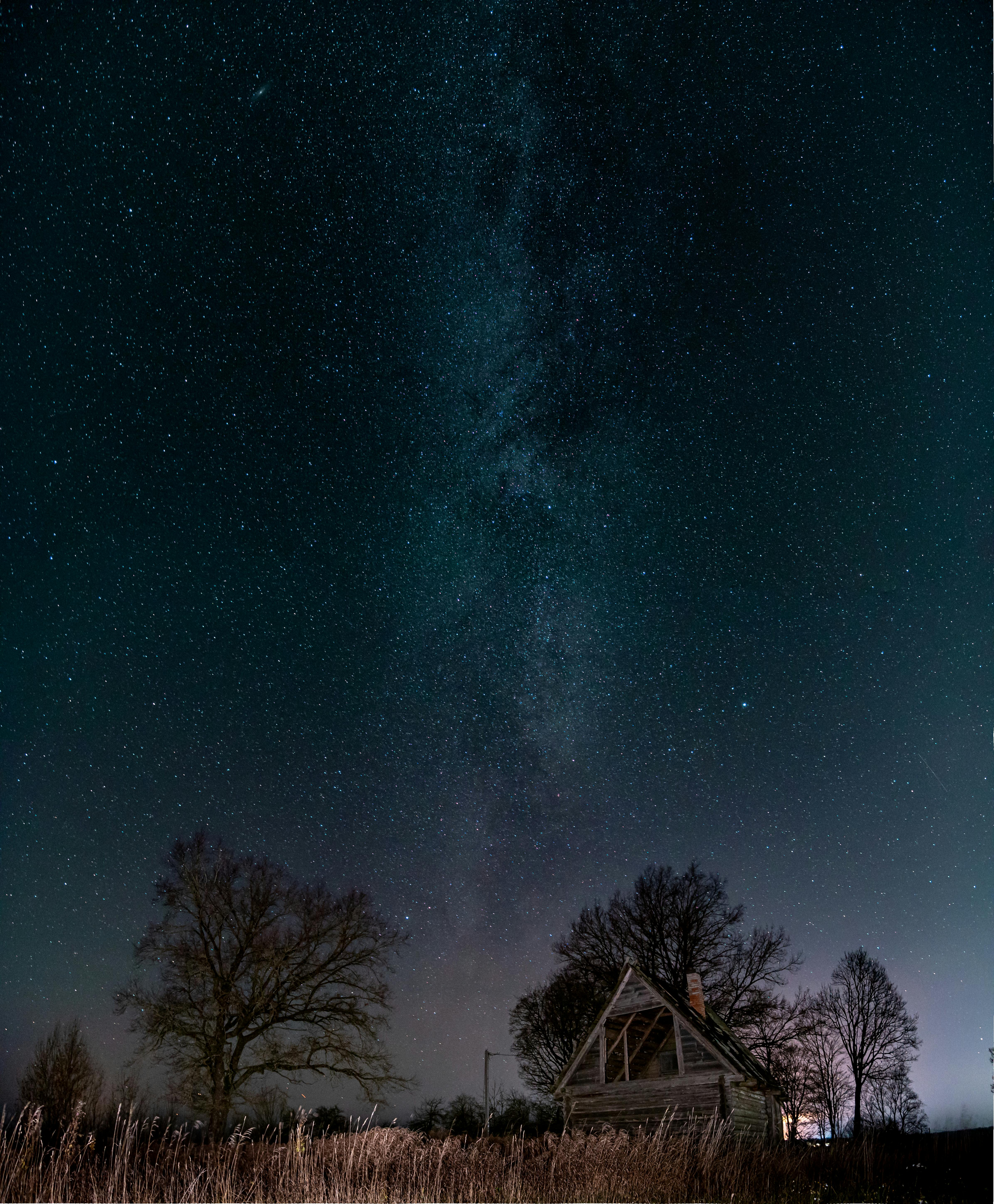 Abandoned Wooden House Under the Starry Night · Free Stock Photo
