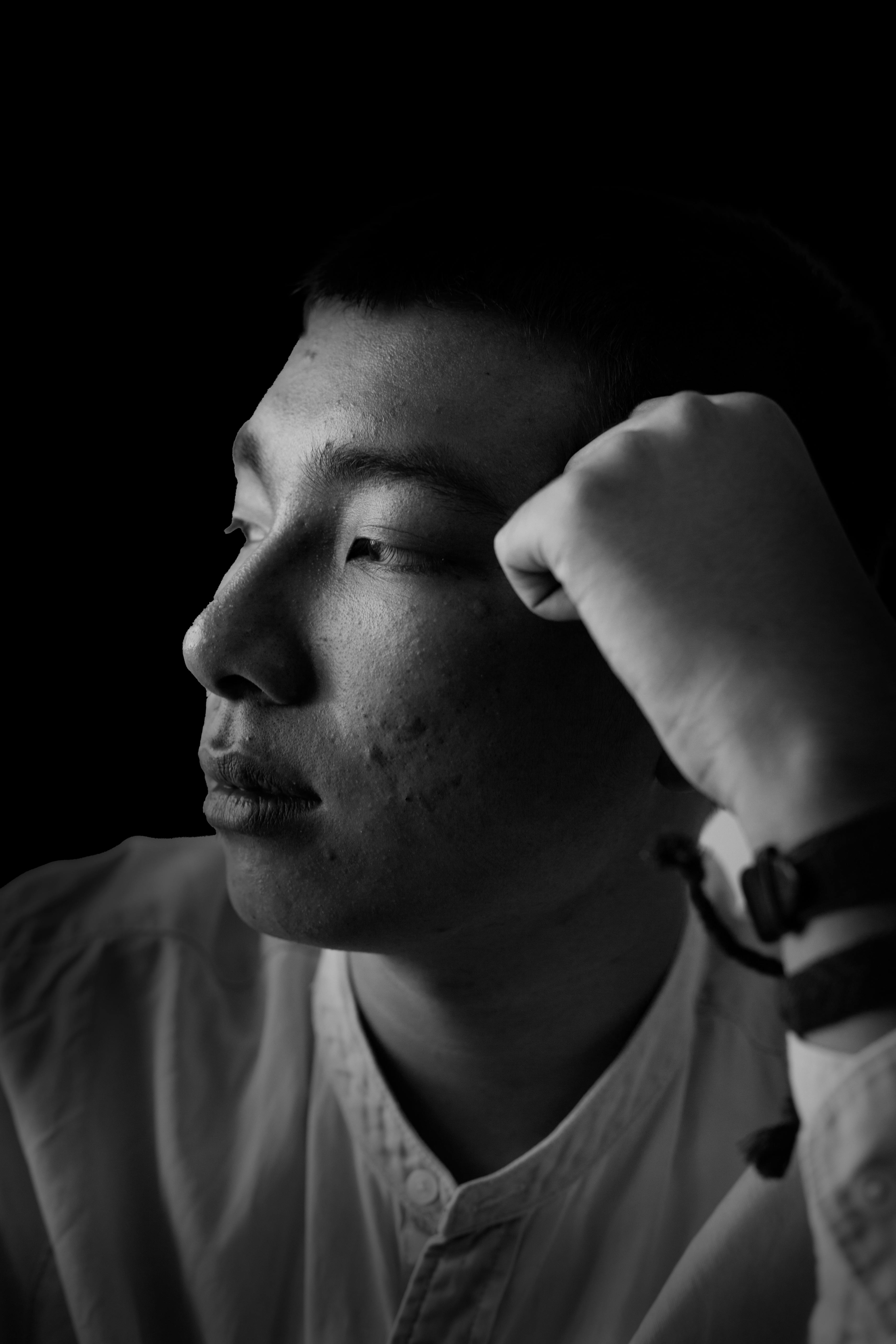 Grayscale Portrait of a Man · Free Stock Photo