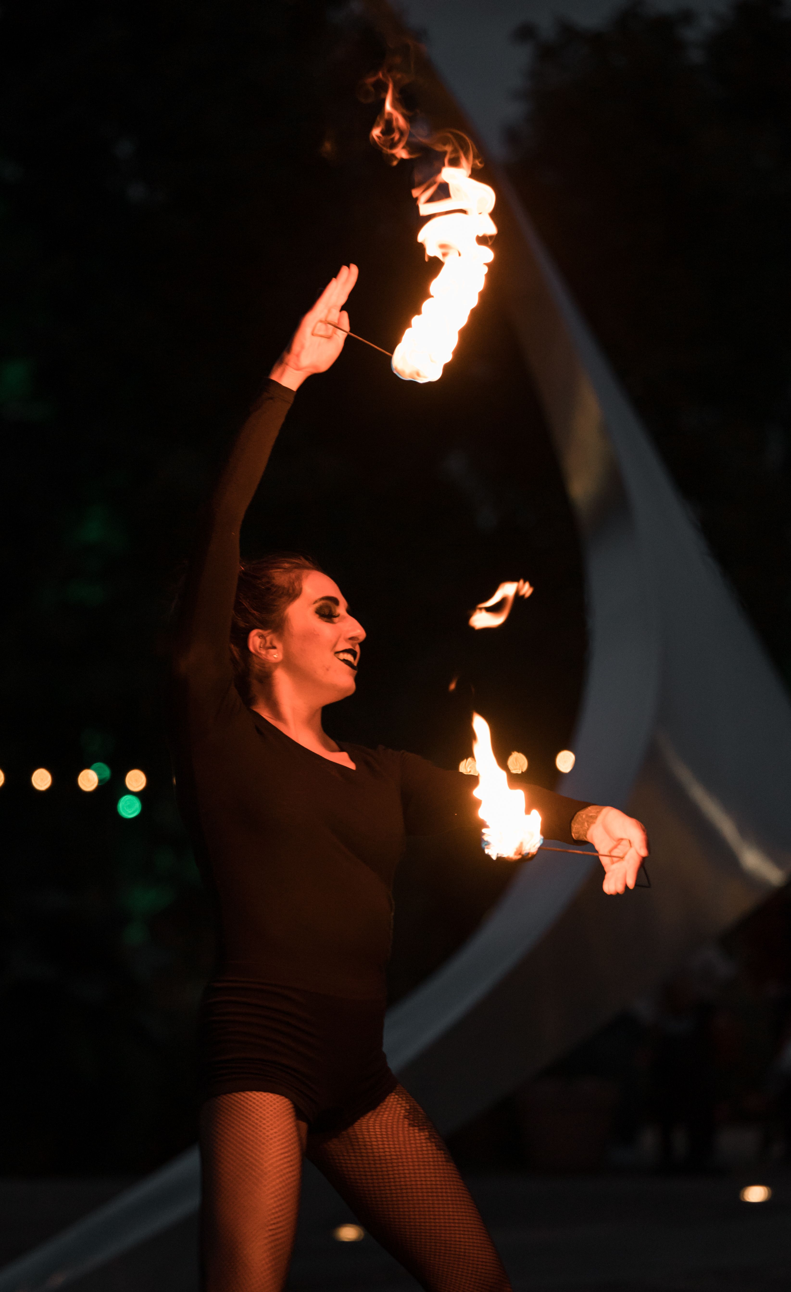 Woman Fire Hoop Dance · Free Stock Photo