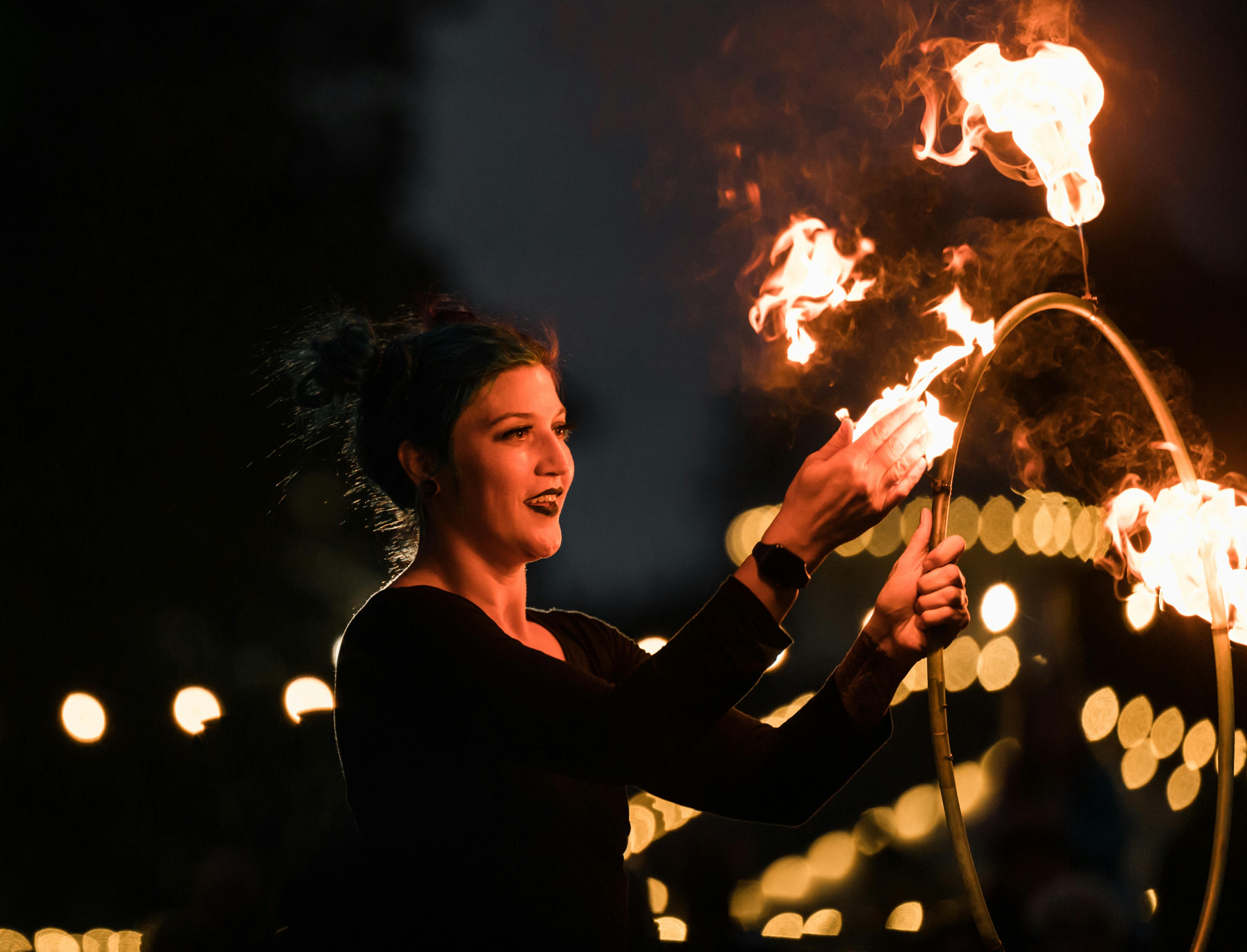 Woman Doing a Fire Dance Performance · Free Stock Photo
