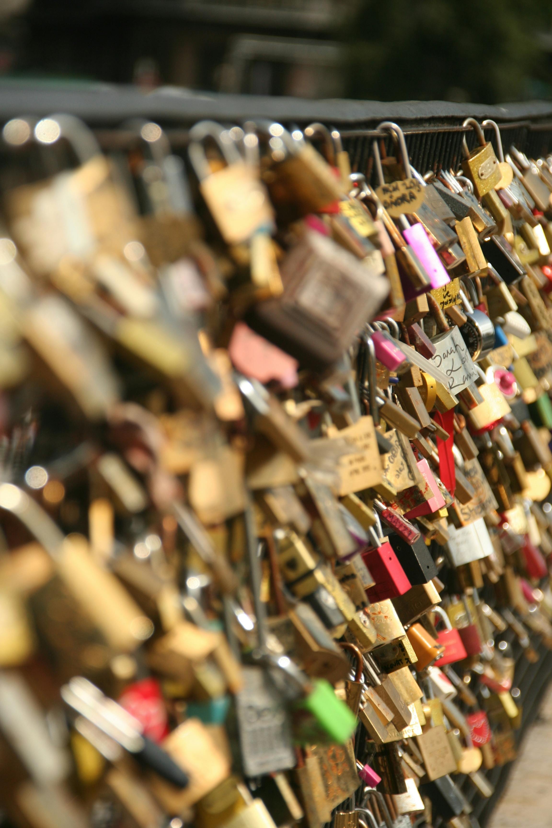 Free stock photo of bridge, love padlock, paris