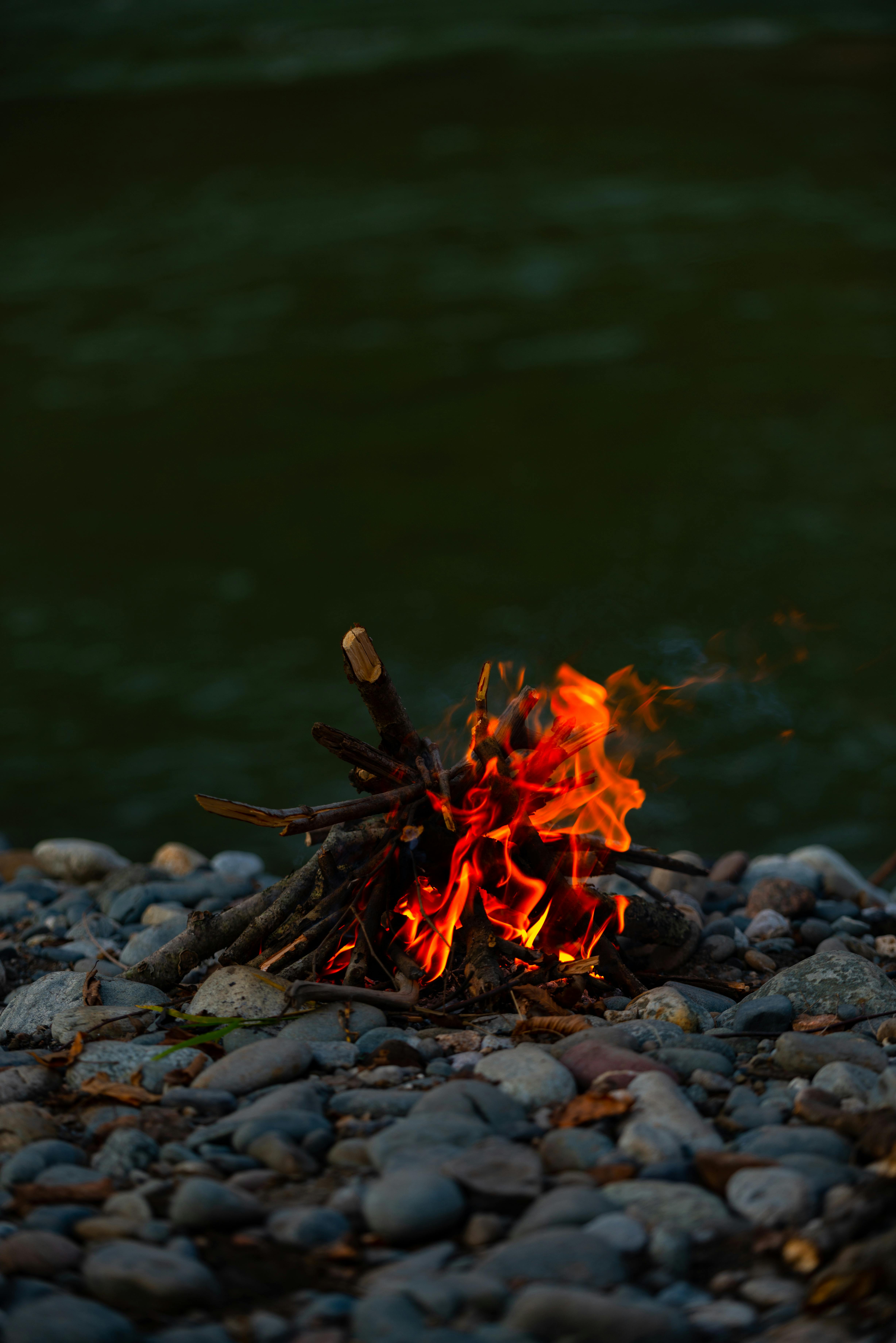 Bonfire Burning on Rocks · Free Stock Photo