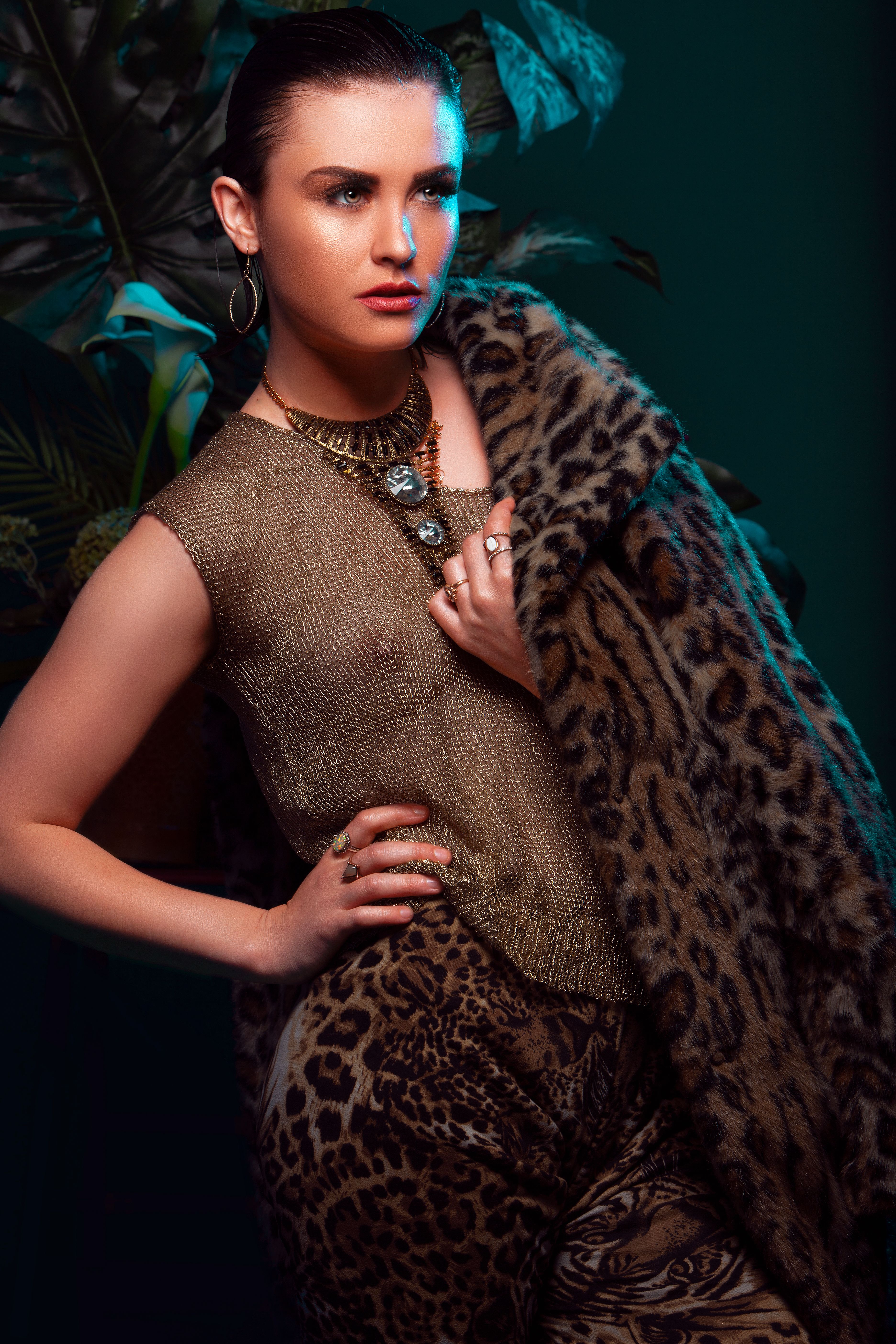 Brunette Woman with Leopard Fur · Free Stock Photo