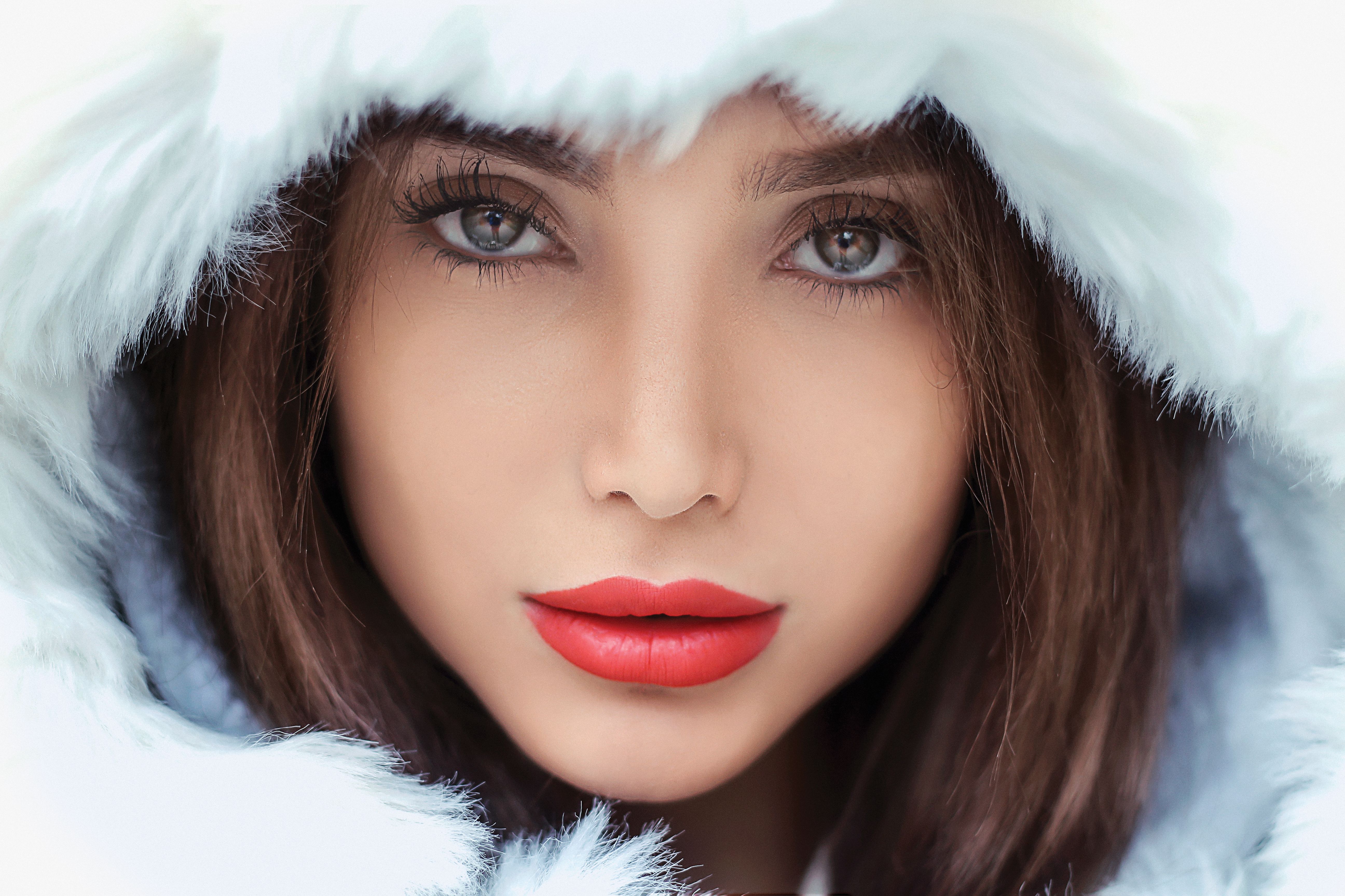 Woman with Red Lips in Red Leather Jacket · Free Stock Photo