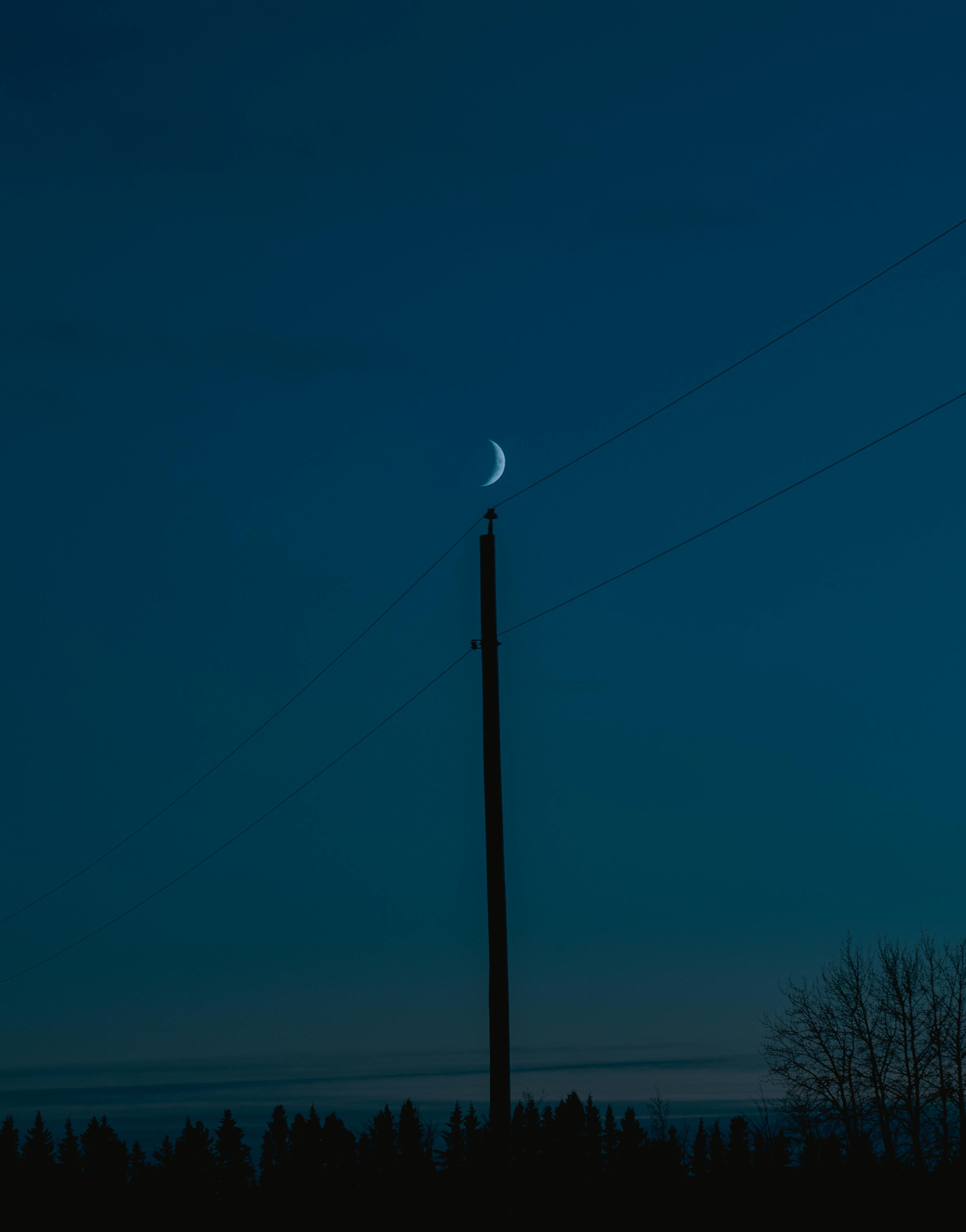 Silhouette of Power Lines at Night · Free Stock Photo