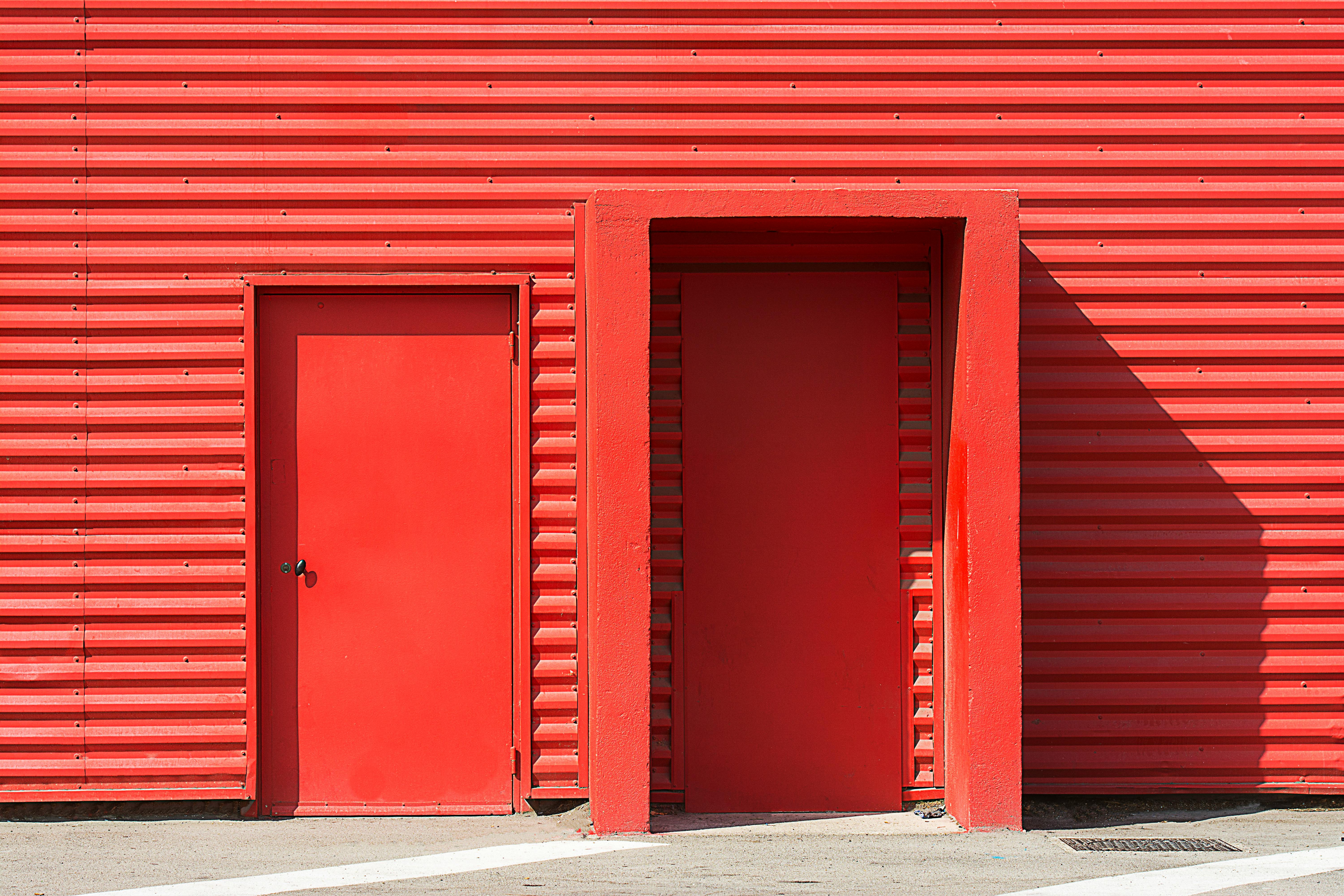 A Red Wall with a Red Door · Free Stock Photo