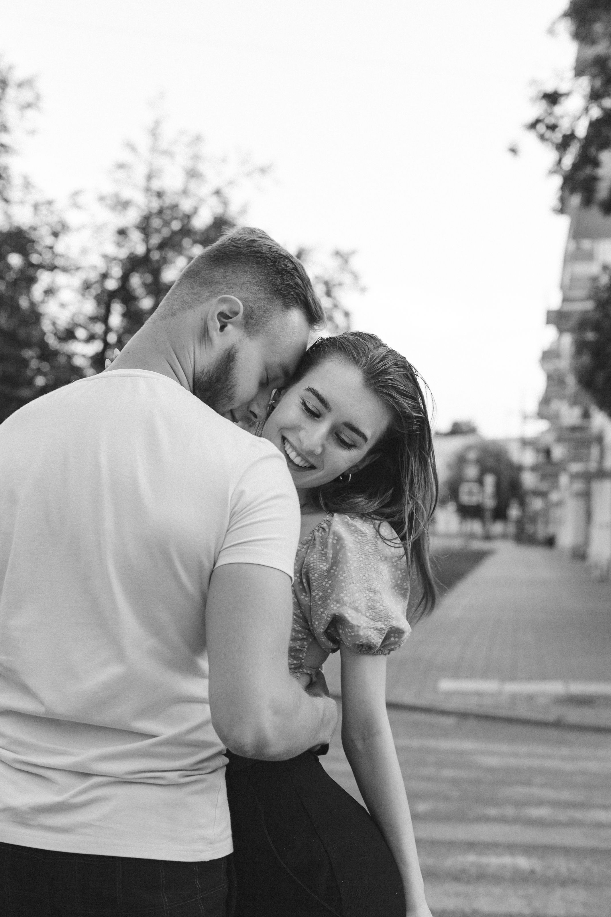 Grayscale Photo of a Couple Hugging · Free Stock Photo
