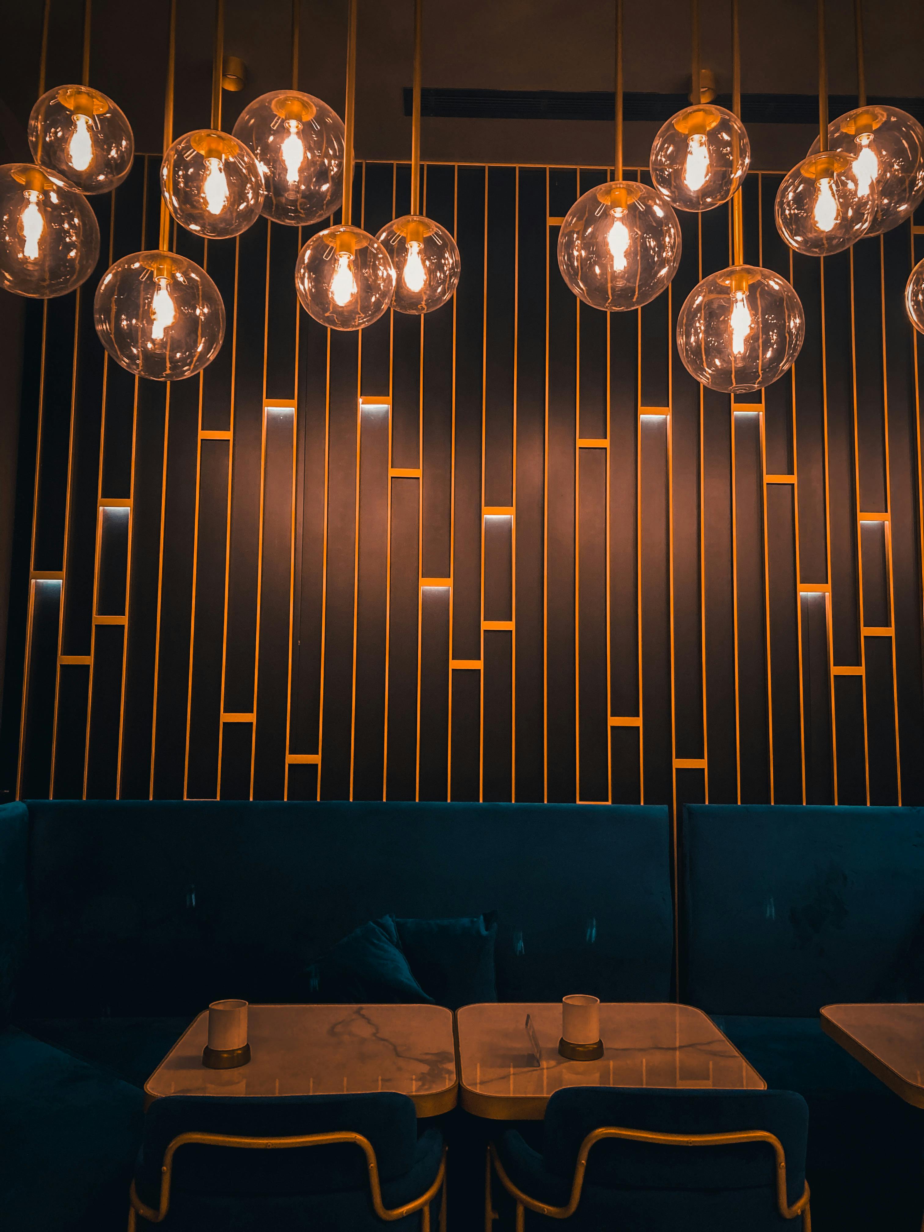 Lamps over Tables in Restaurant · Free Stock Photo