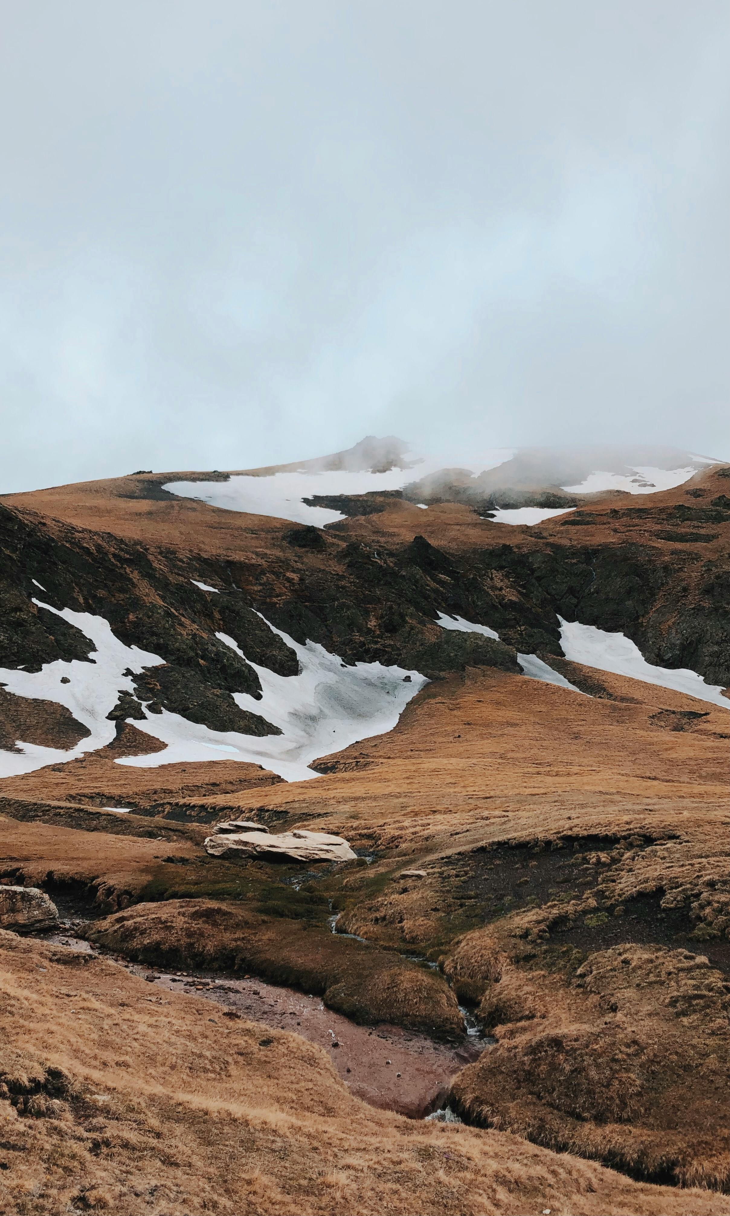 A Brown Landscape with Melting Snow · Free Stock Photo