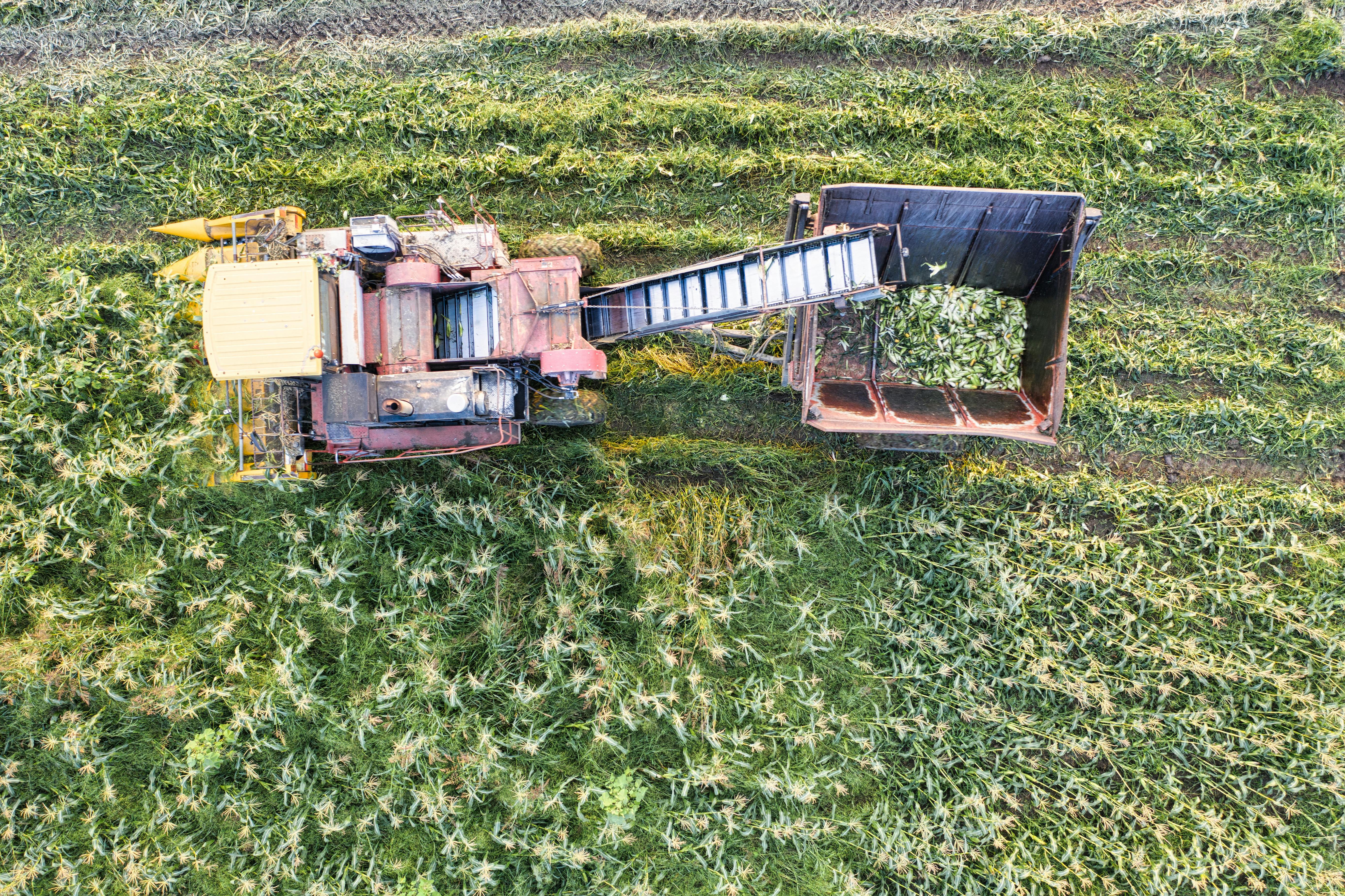 A Tractor Harvesting on the Farm Field · Free Stock Photo