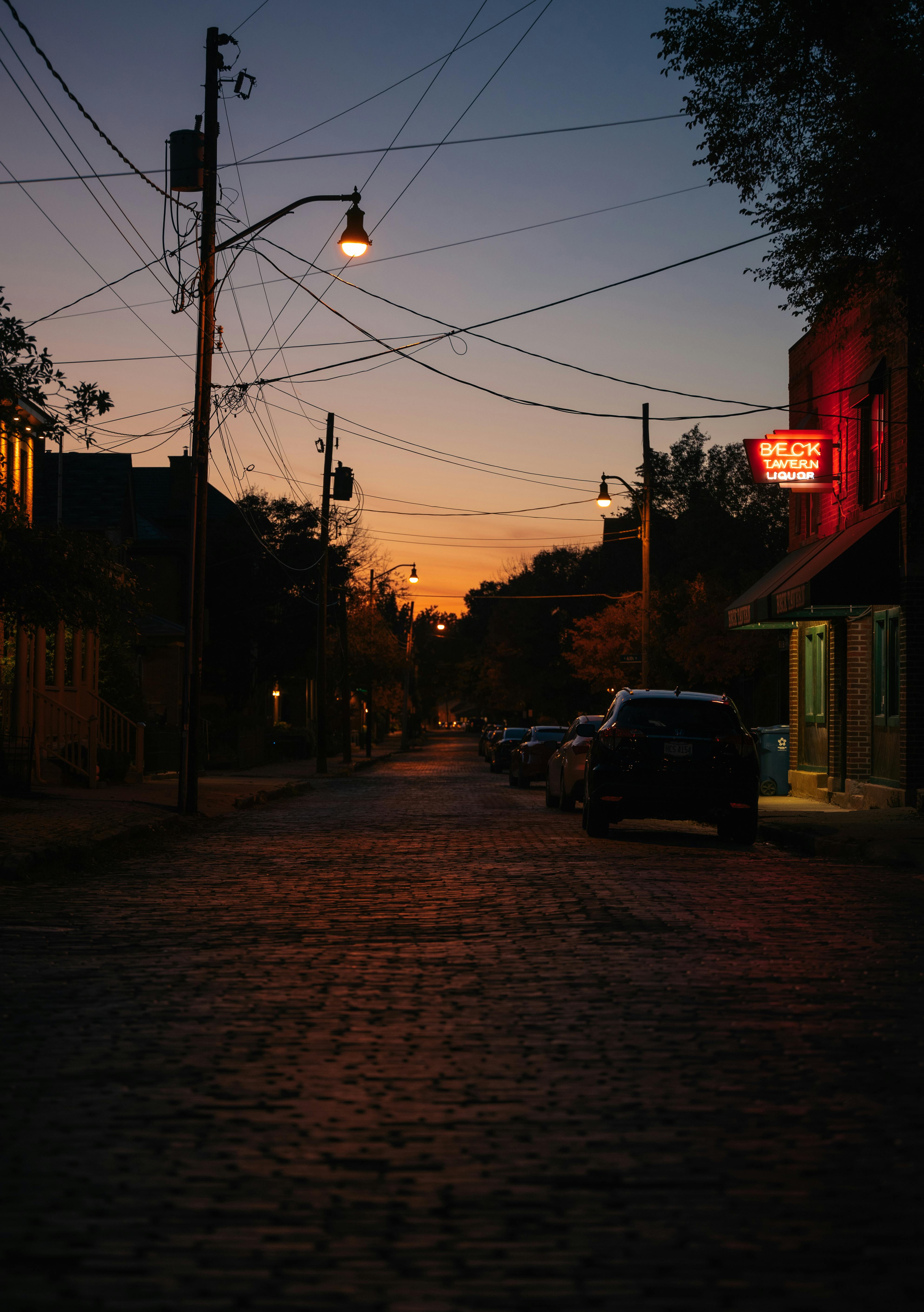 White Lamp Post During Night Time · Free Stock Photo