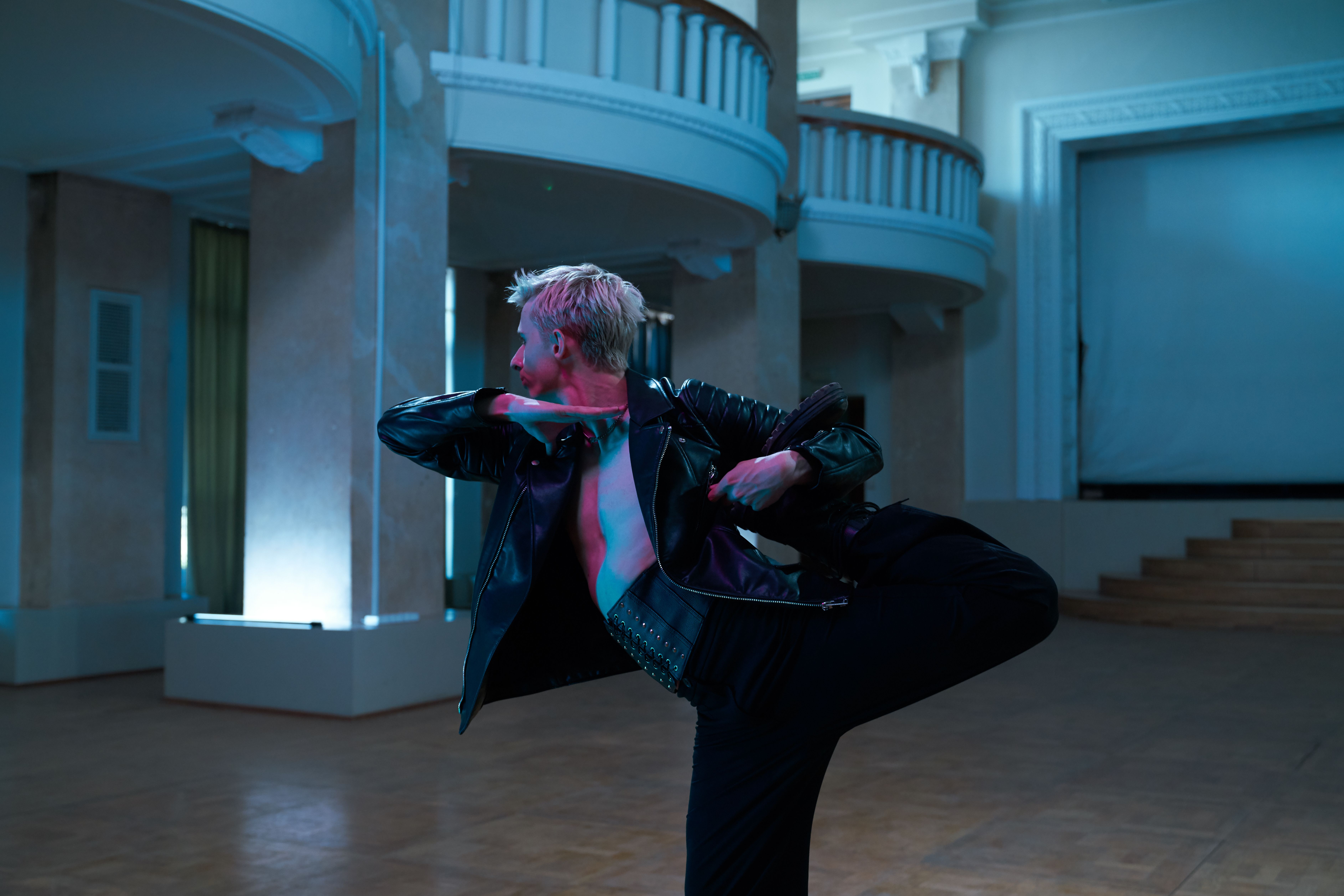 A Man Wearing Black Leather Jacket Dancing · Free Stock Photo