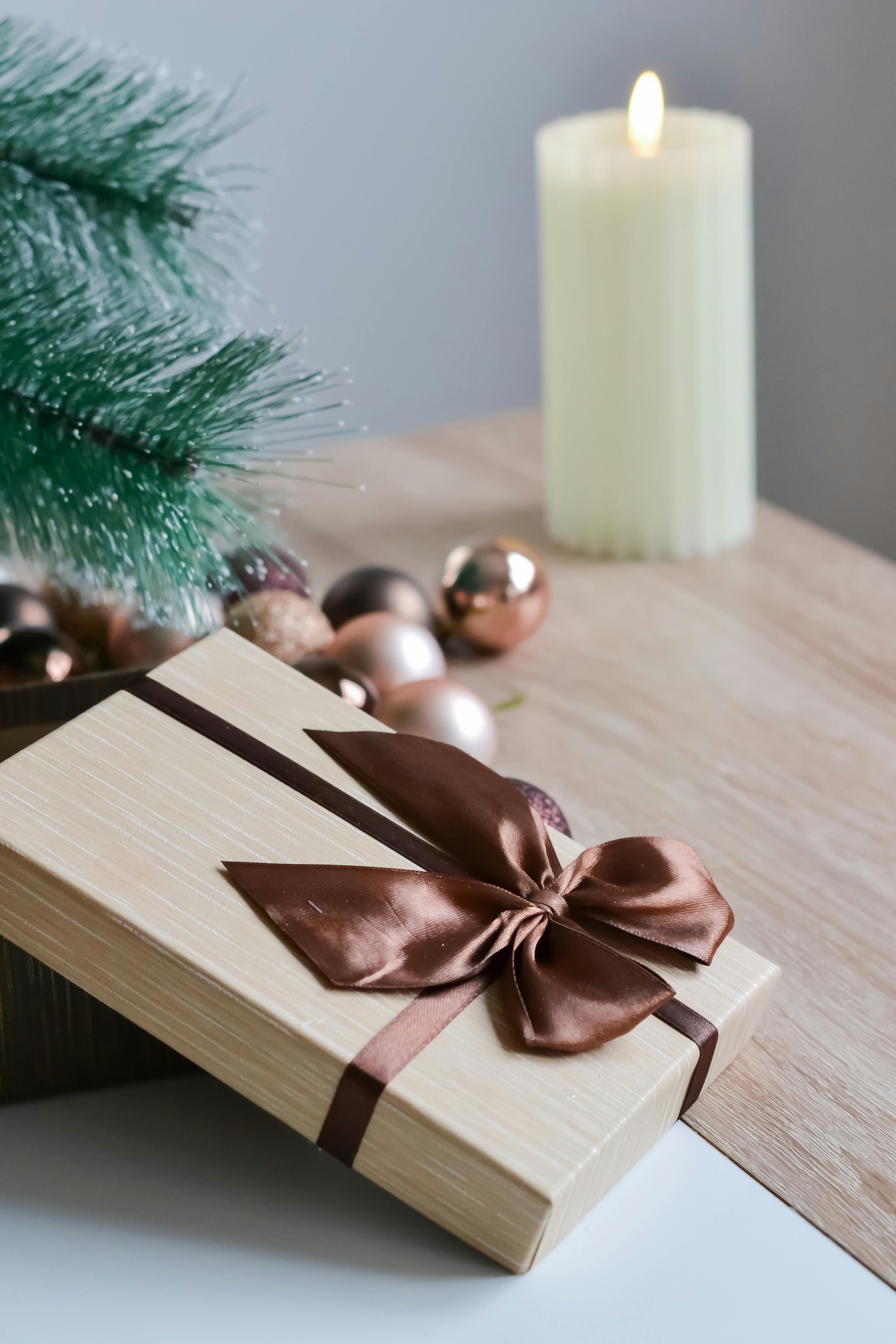 Top View of a Brown Gift Box on the Table · Free Stock Photo