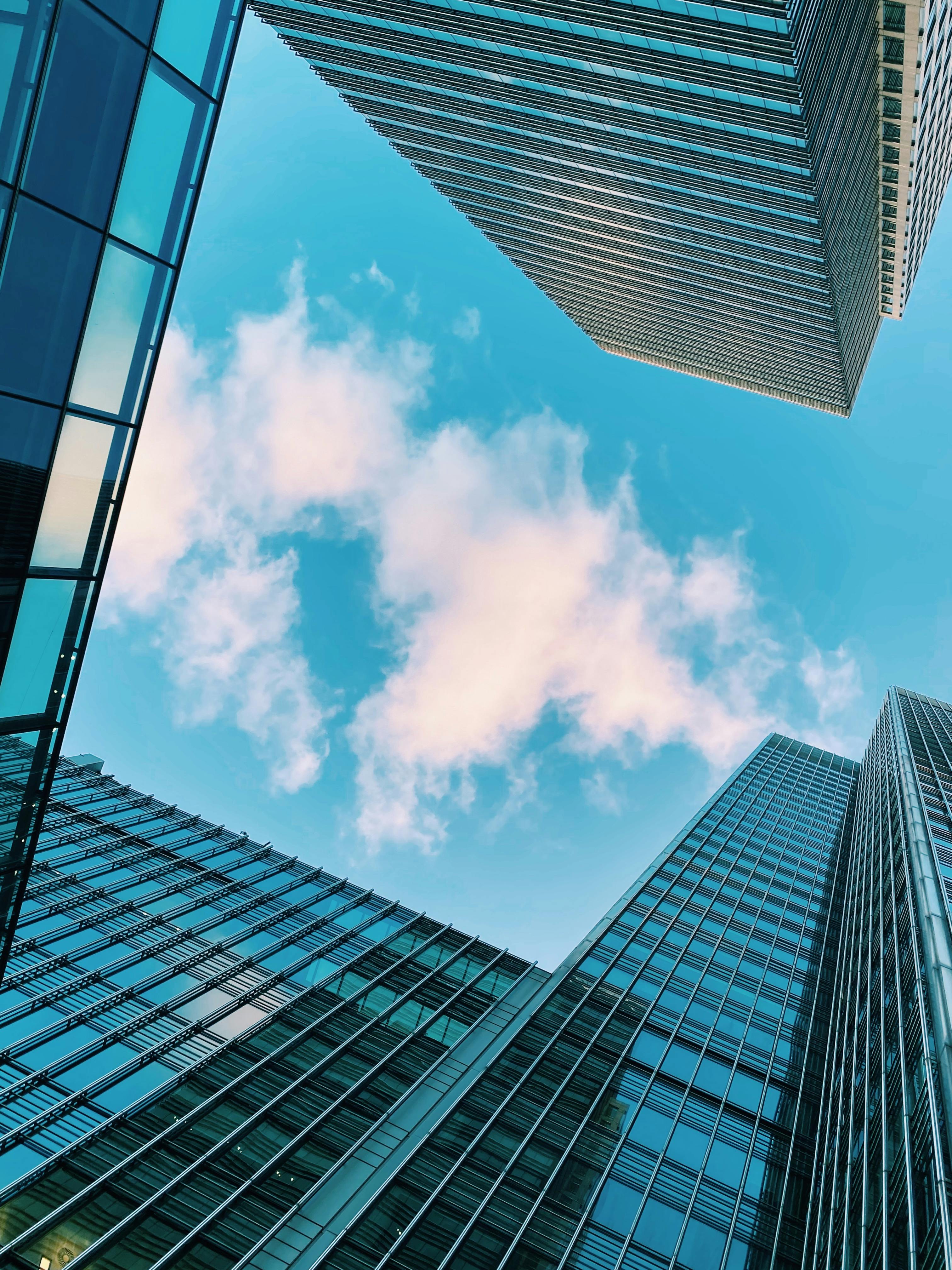Low Angle Shot of a High Rise Building Near Green Trees · Free Stock Photo