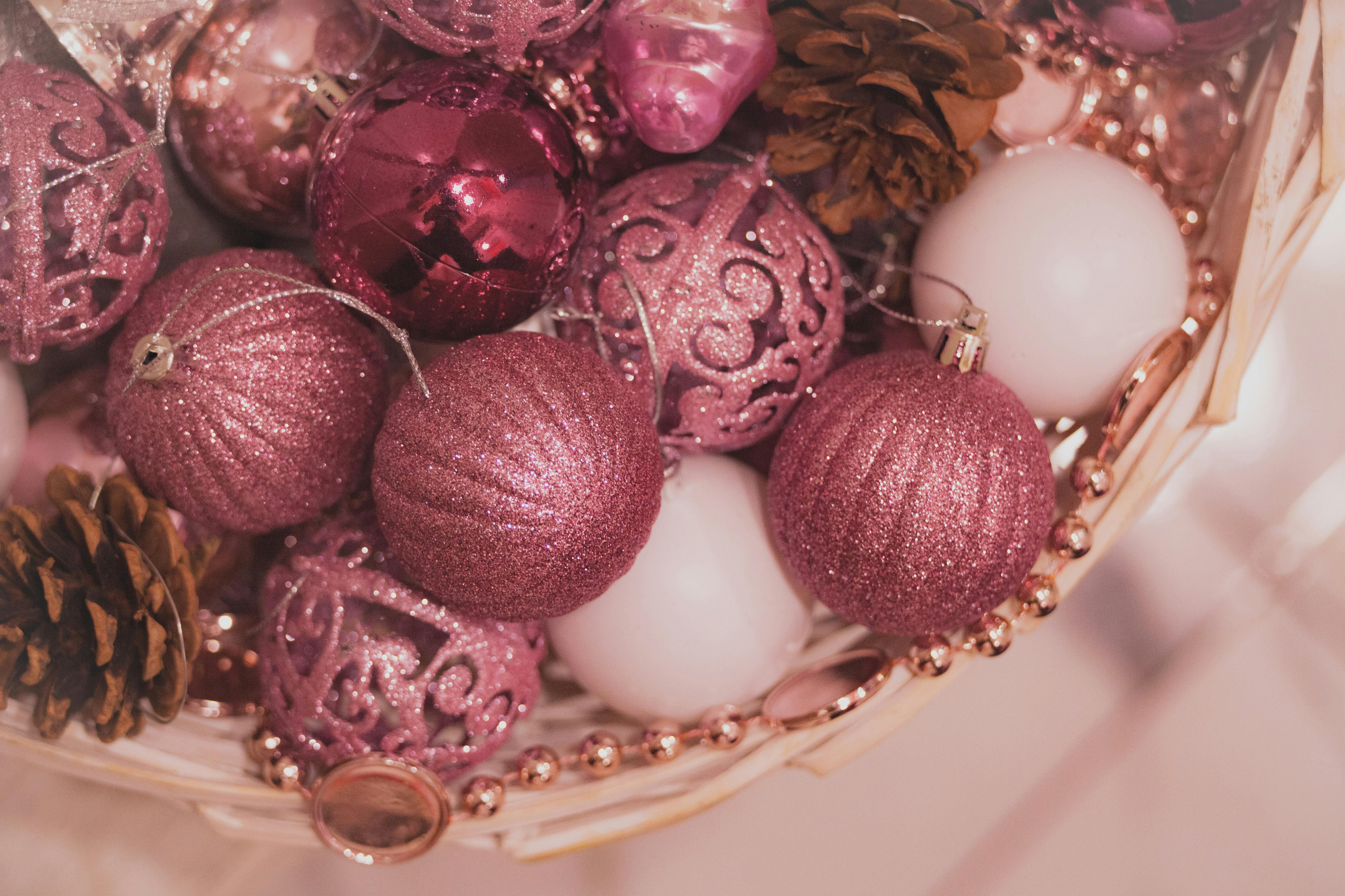 Close-Up Shot of Pink Baubles · Free Stock Photo