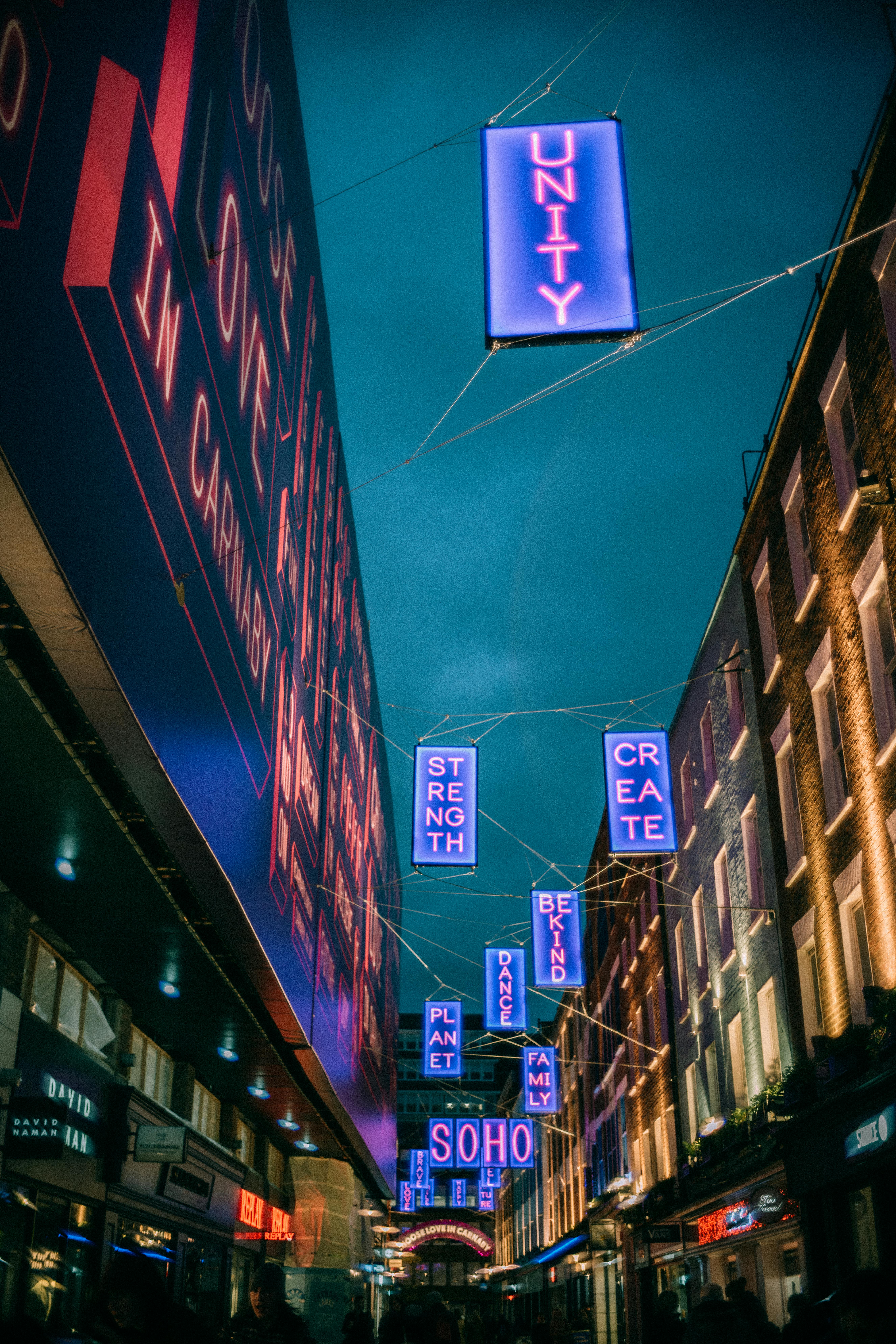 Illuminated Text Signages on the Street · Free Stock Photo
