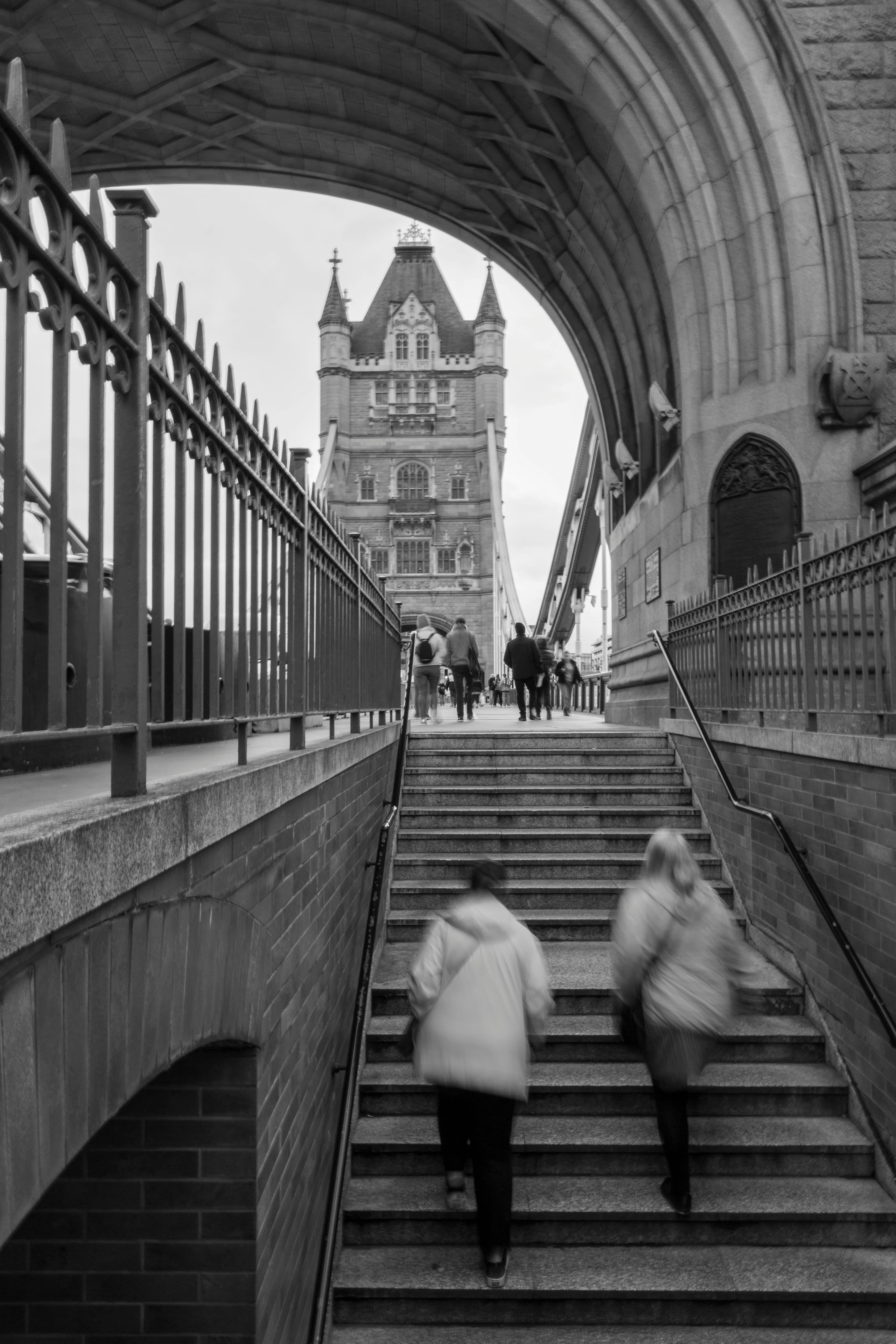 Grayscale Photo of a Stair with Ramp · Free Stock Photo