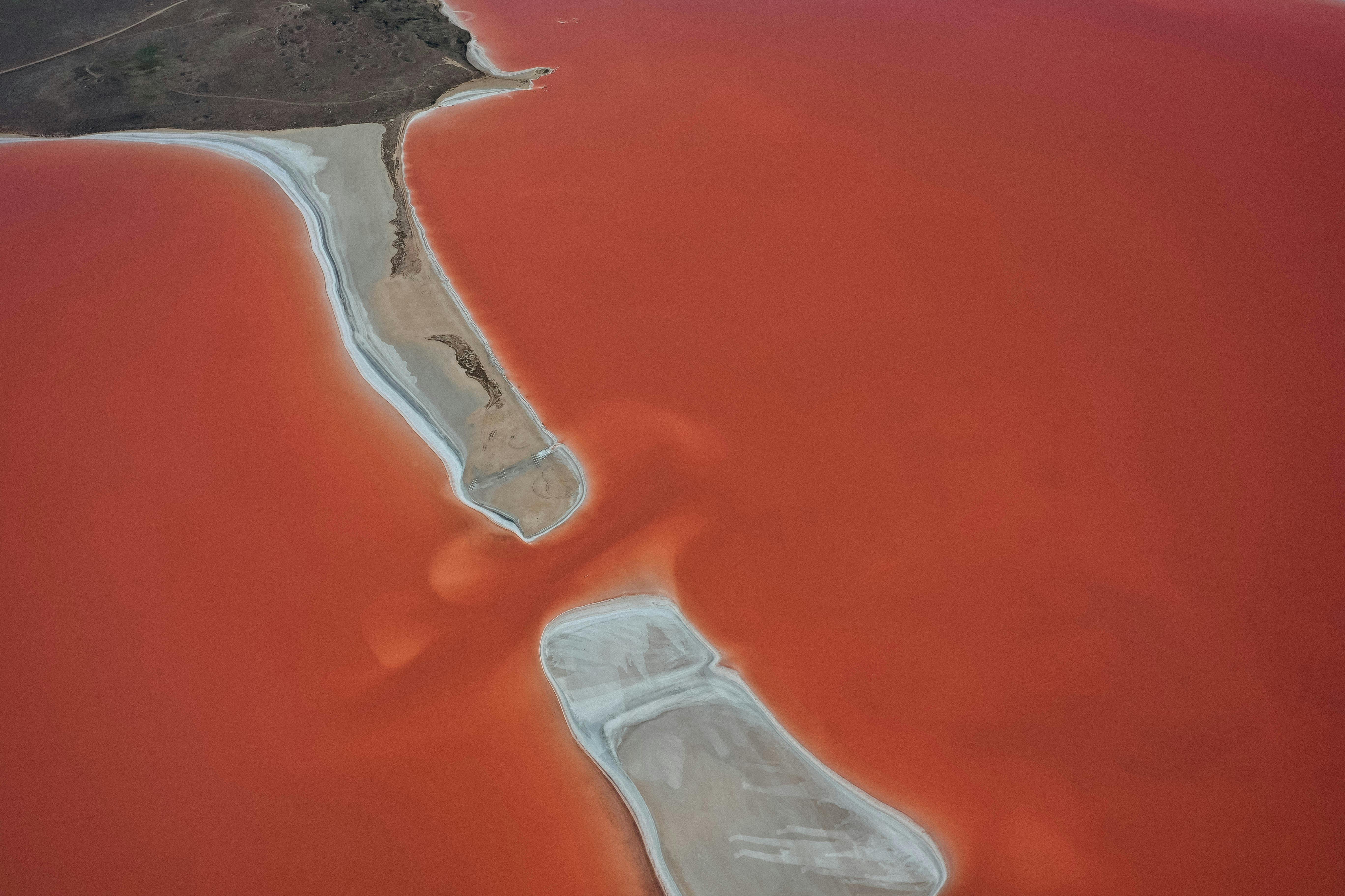 Drone View of Red Lake · Free Stock Photo