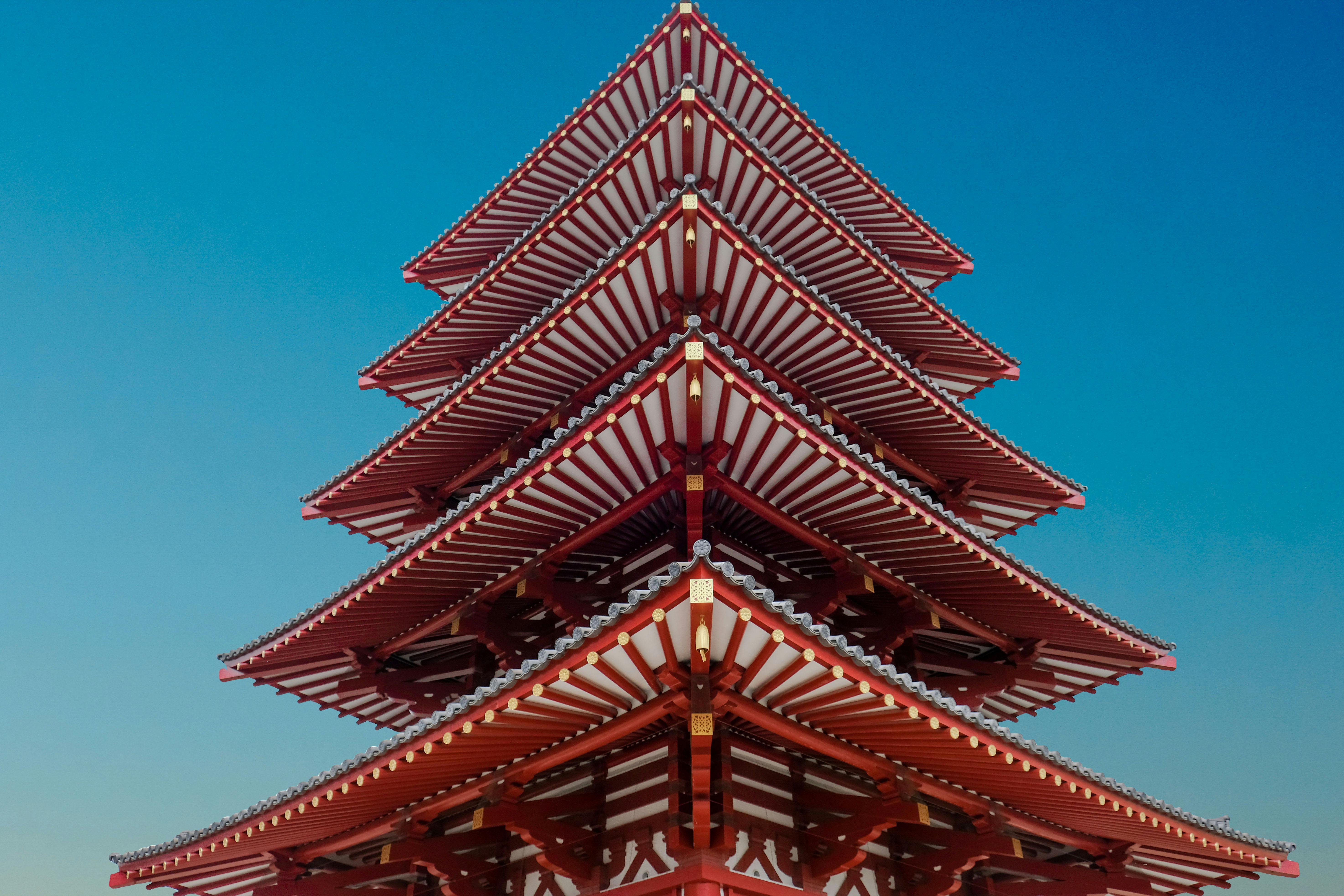 Wooden Ceiling of a Temple in Asian Architectural Design · Free Stock Photo