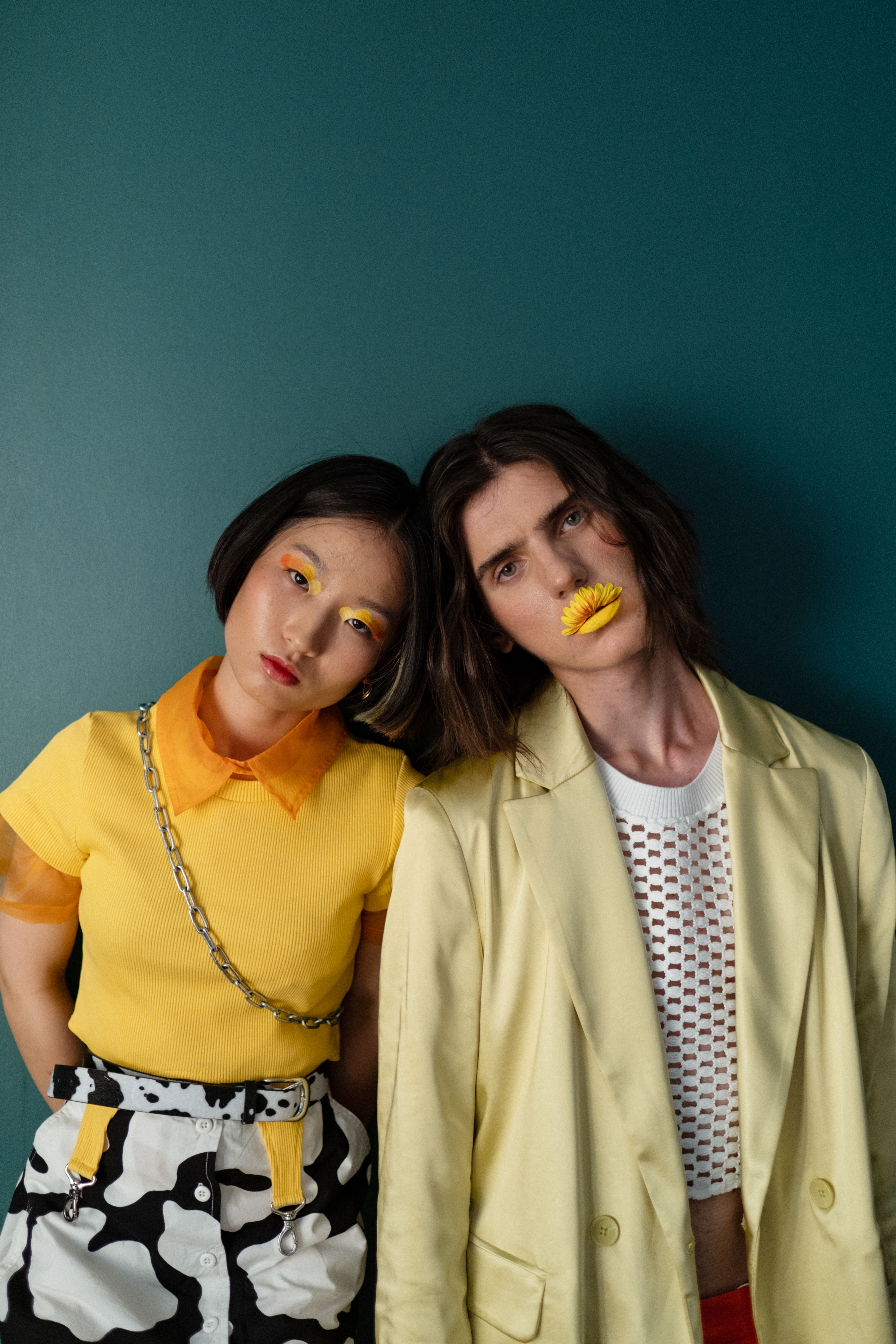 Man and Woman Touching with their Head in Creative Makeup · Free Stock ...