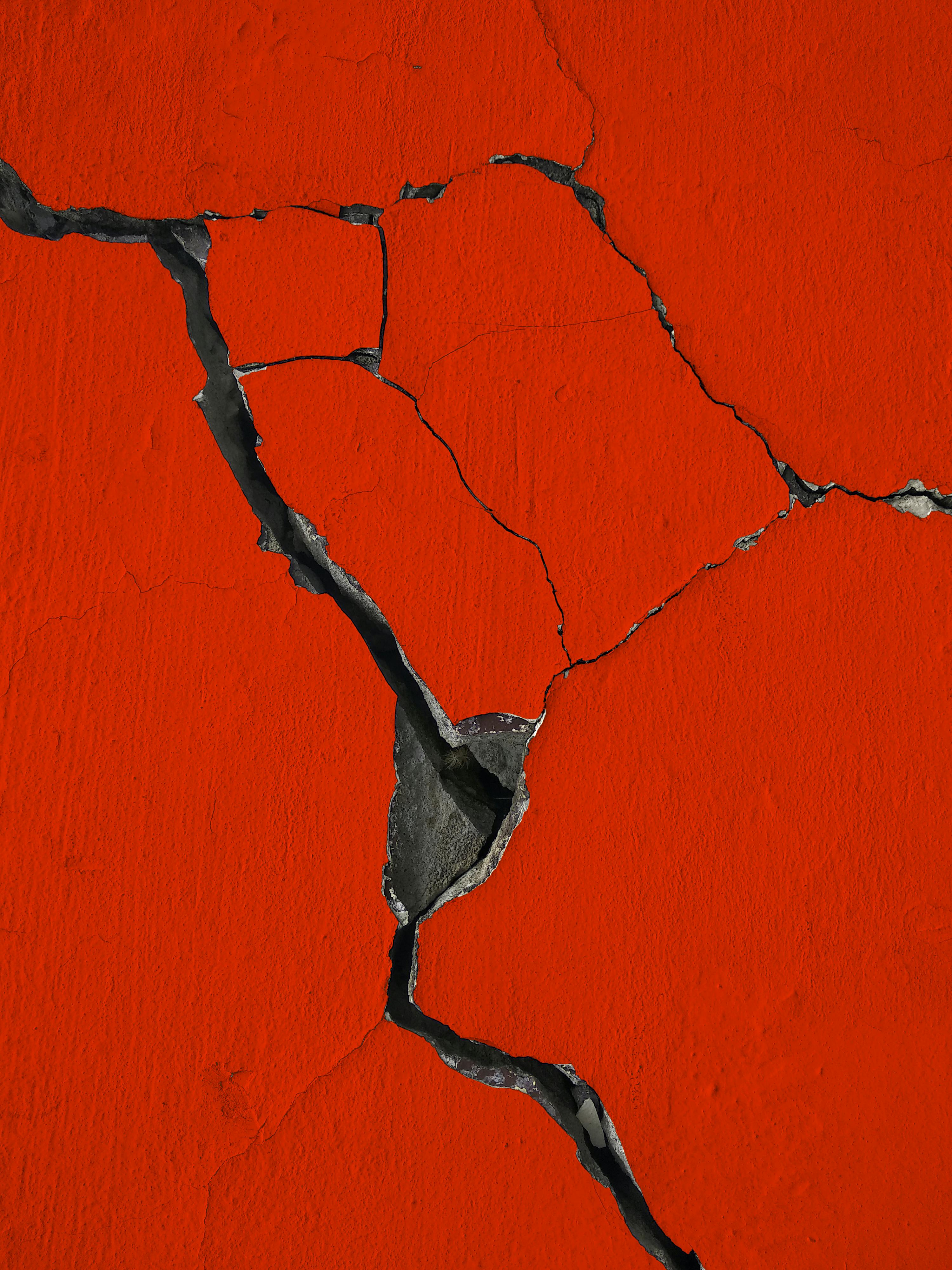 Red Painted Wall with Cracks · Free Stock Photo