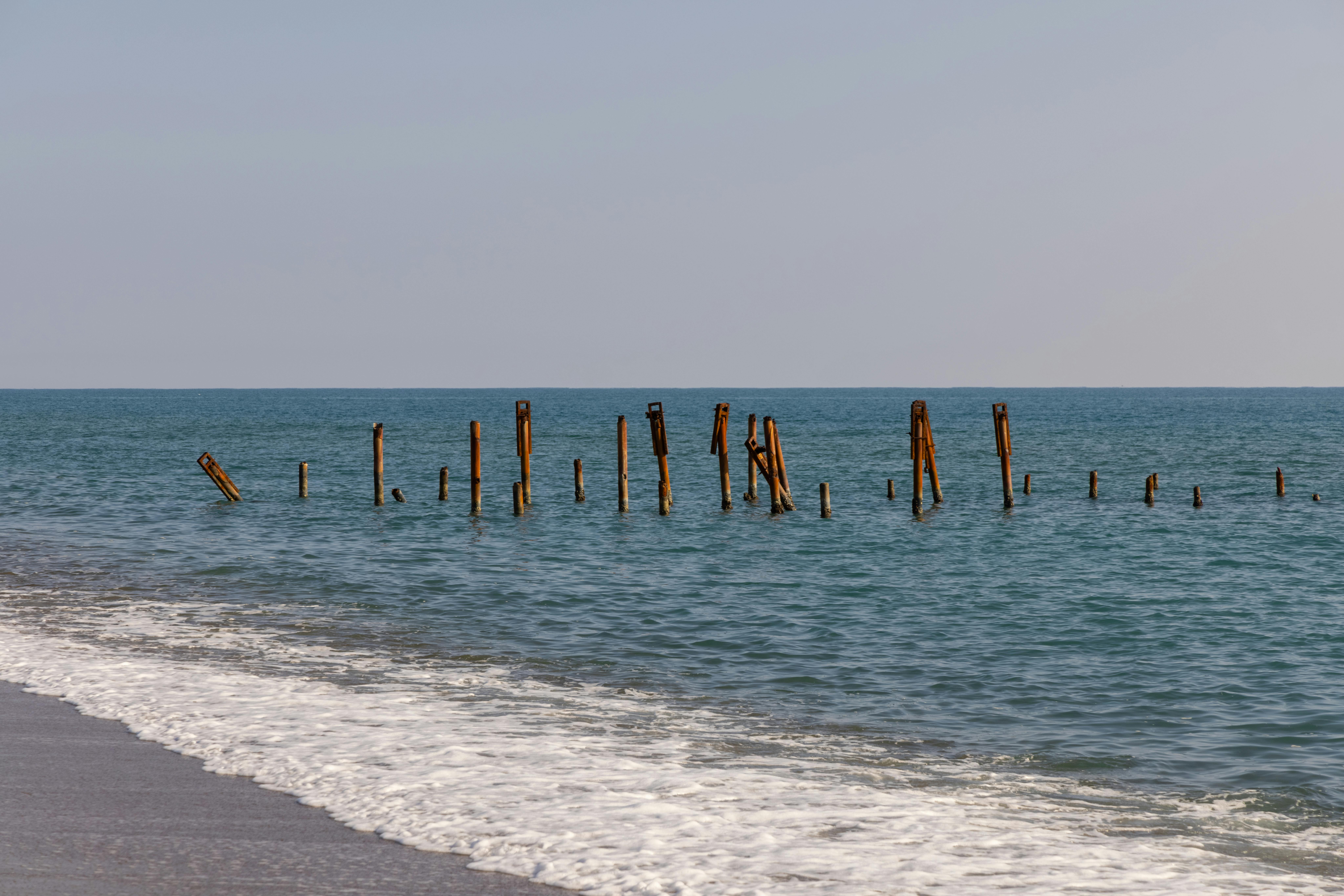 Brown Wooden Poles on Beach · Free Stock Photo