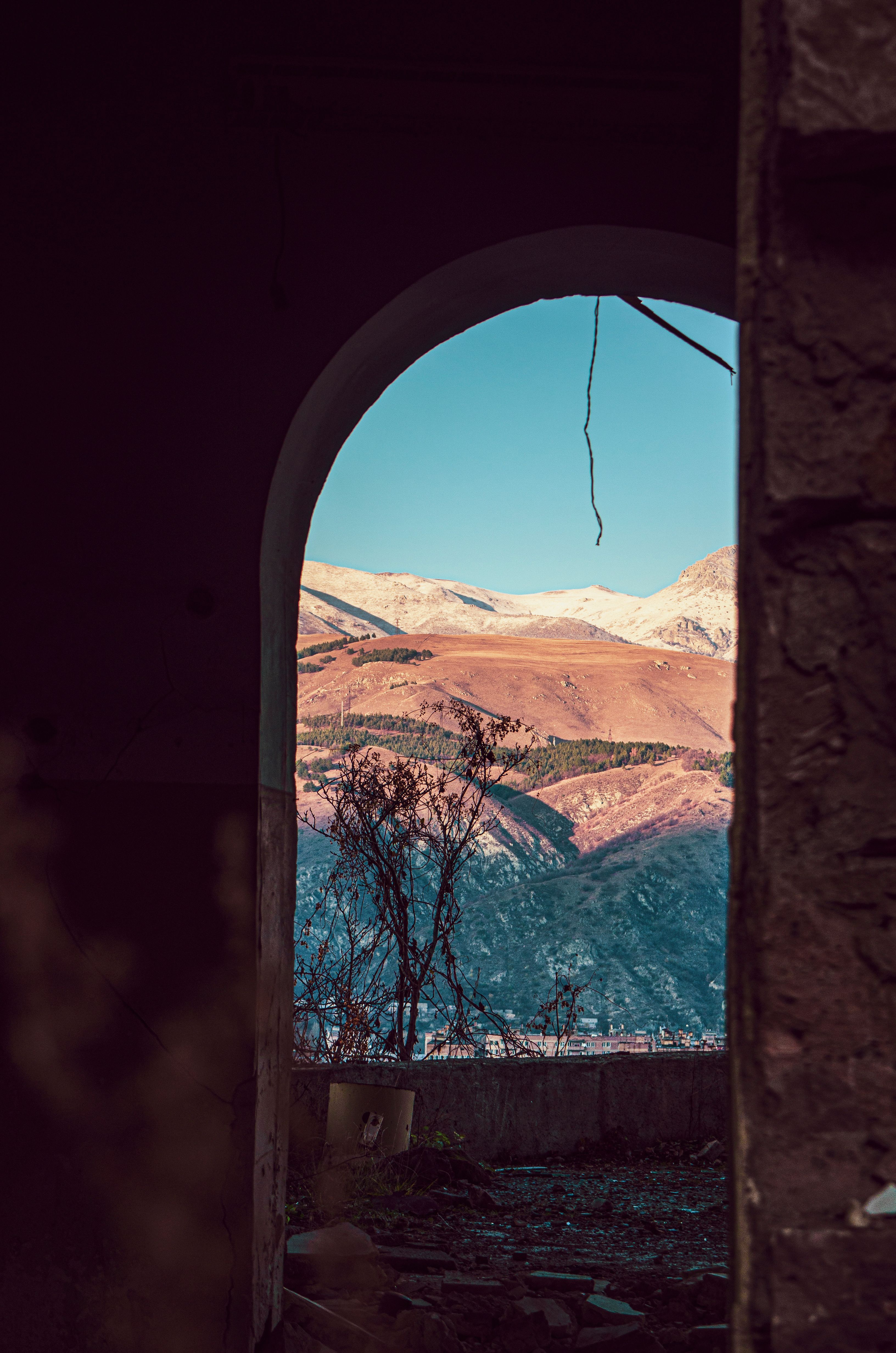 Mountain View from Building with Arcades · Free Stock Photo