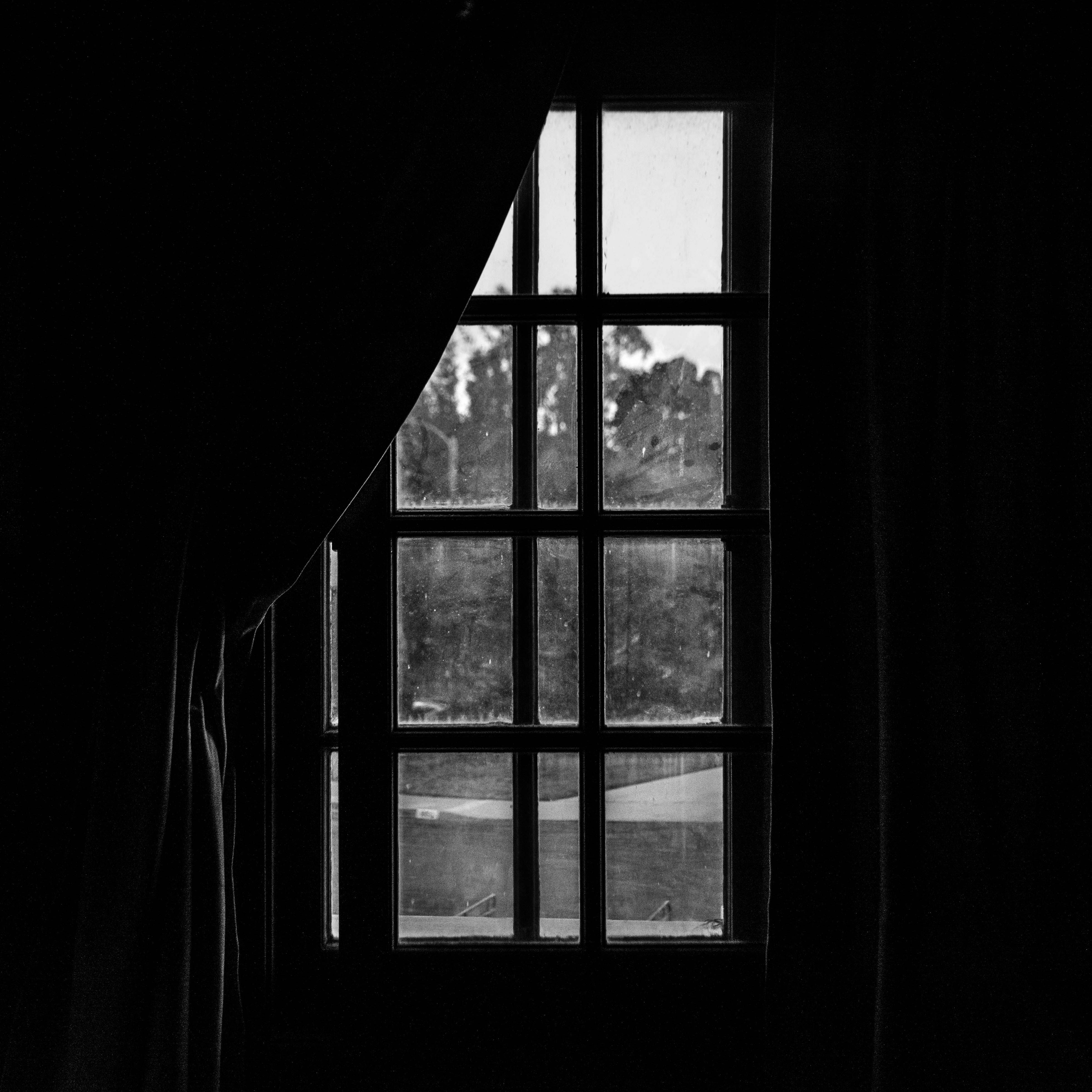 Grayscale Photography of Open Window · Free Stock Photo