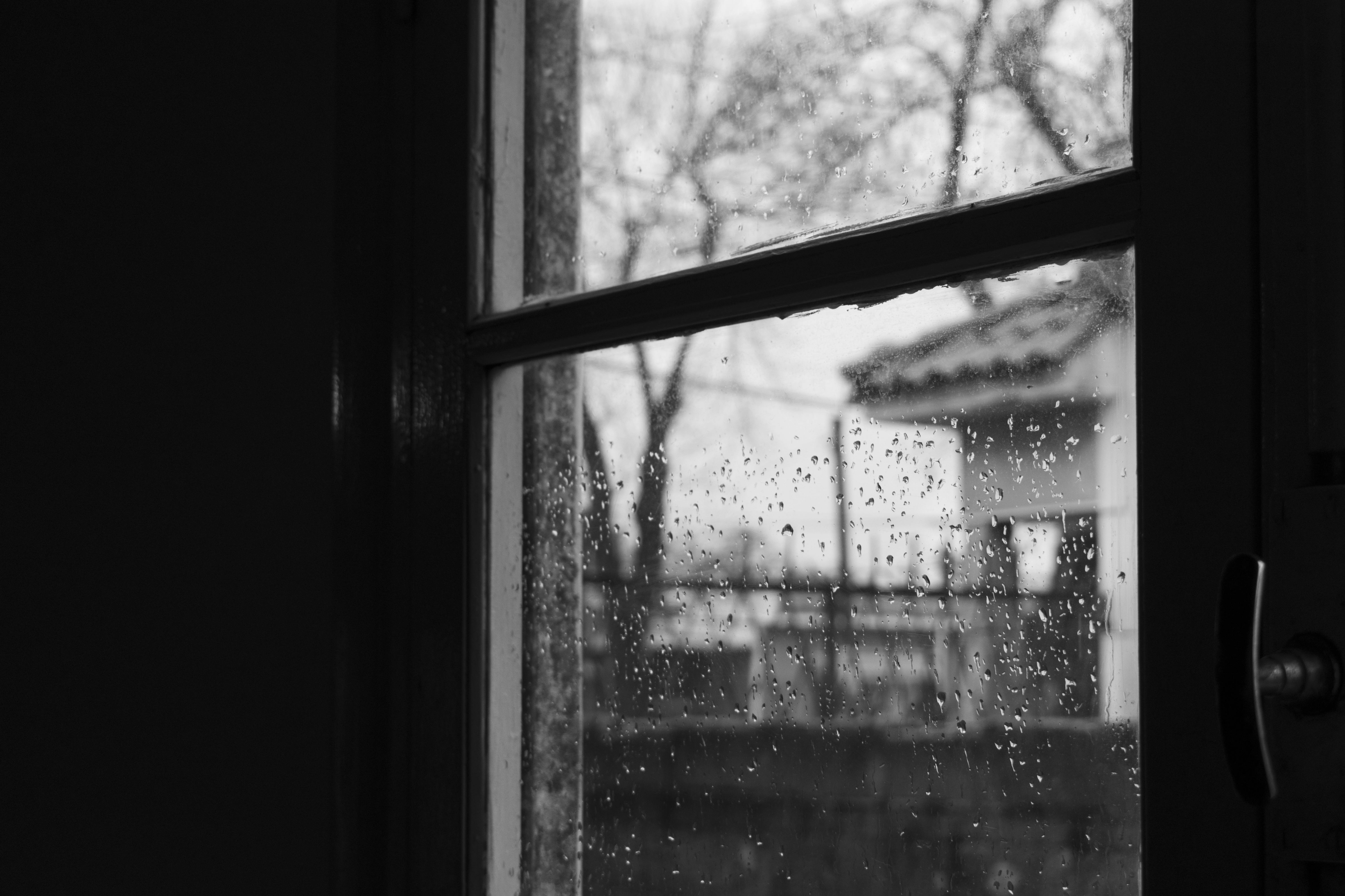 Grayscale Photo of a Glass Window · Free Stock Photo