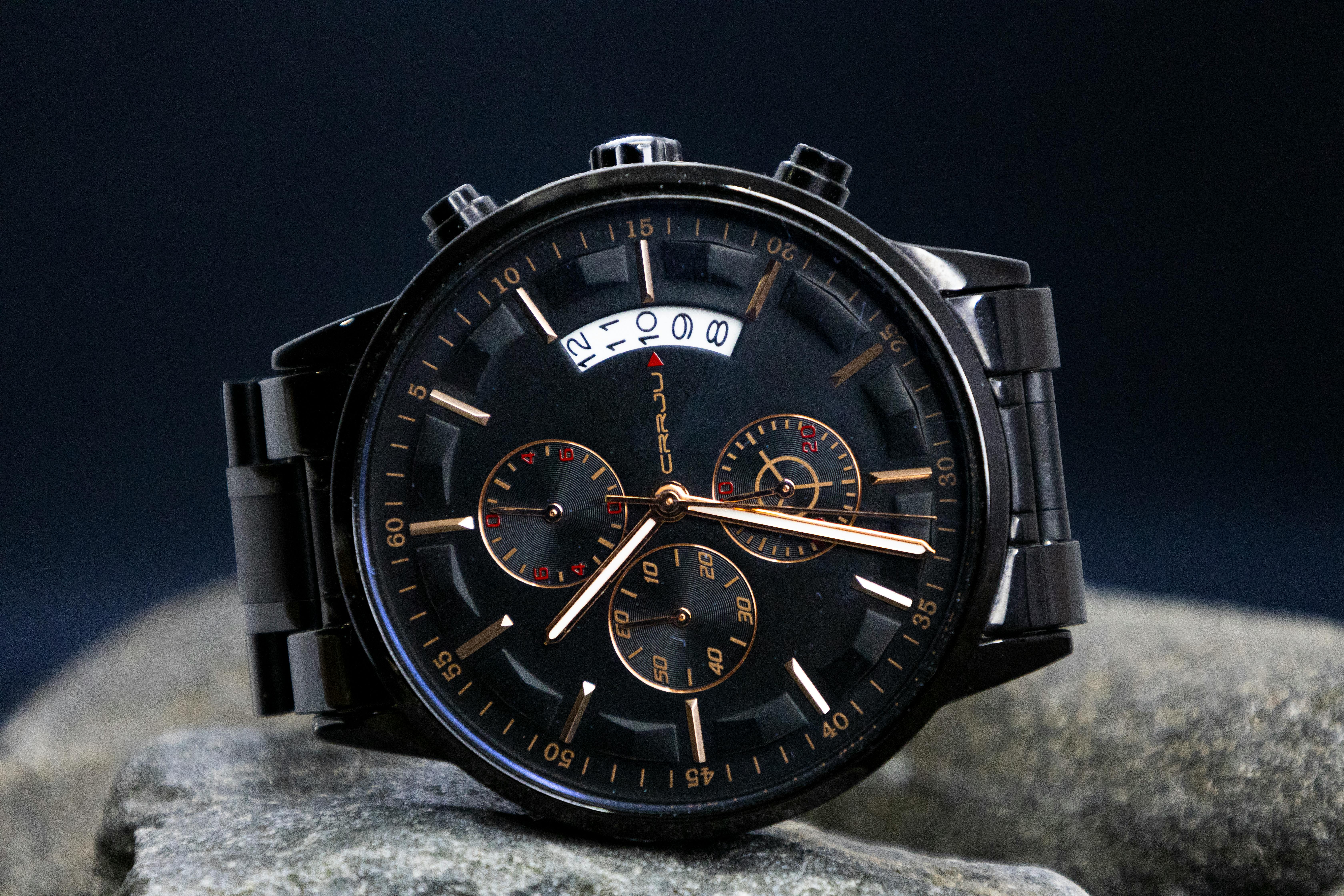 Close-up of Watch Against Black Background · Free Stock Photo