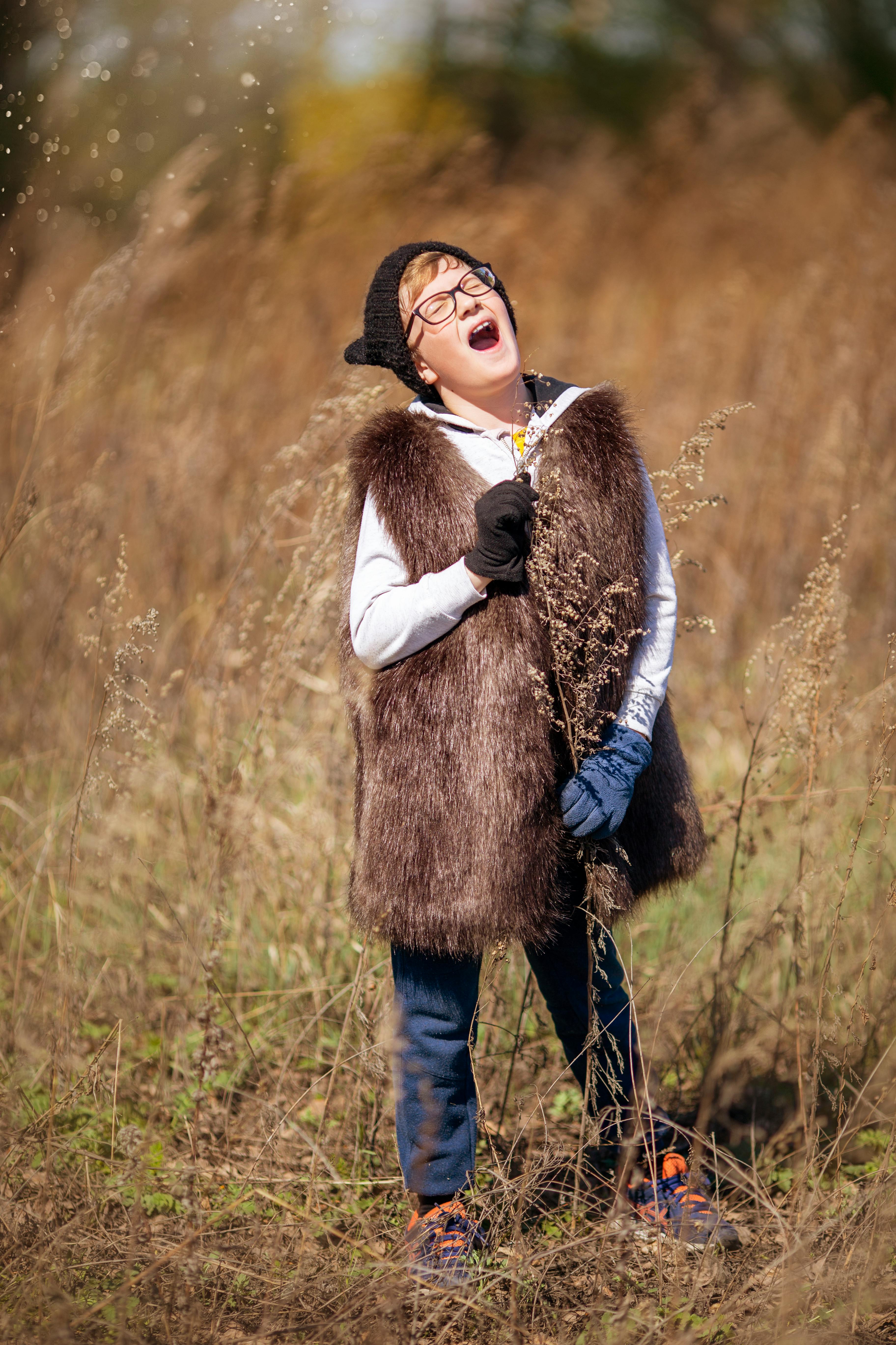Little Boy Screaming and Labrador Dog Laying Outside · Free Stock Photo