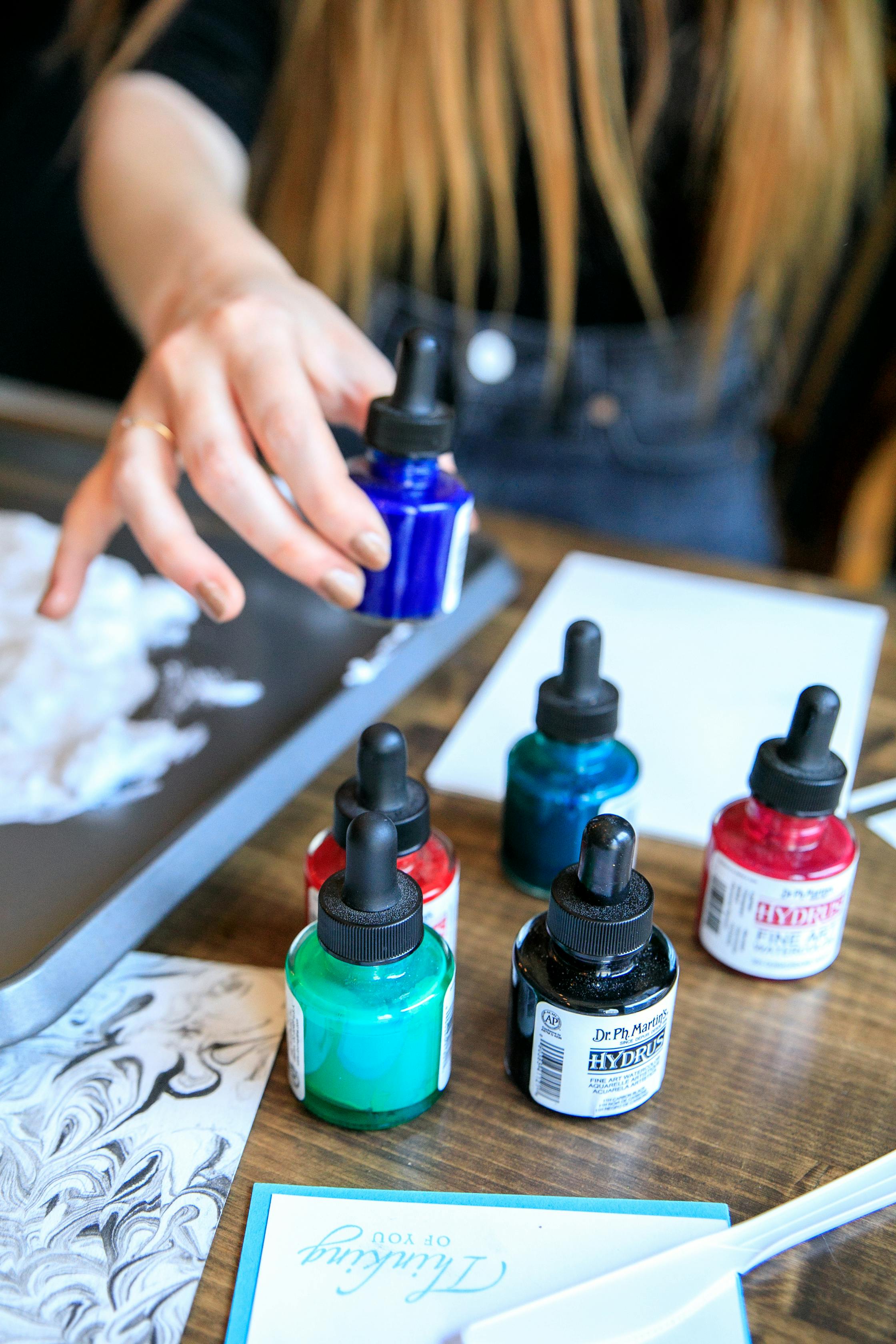 Close up on Blue Ink in Hand · Free Stock Photo