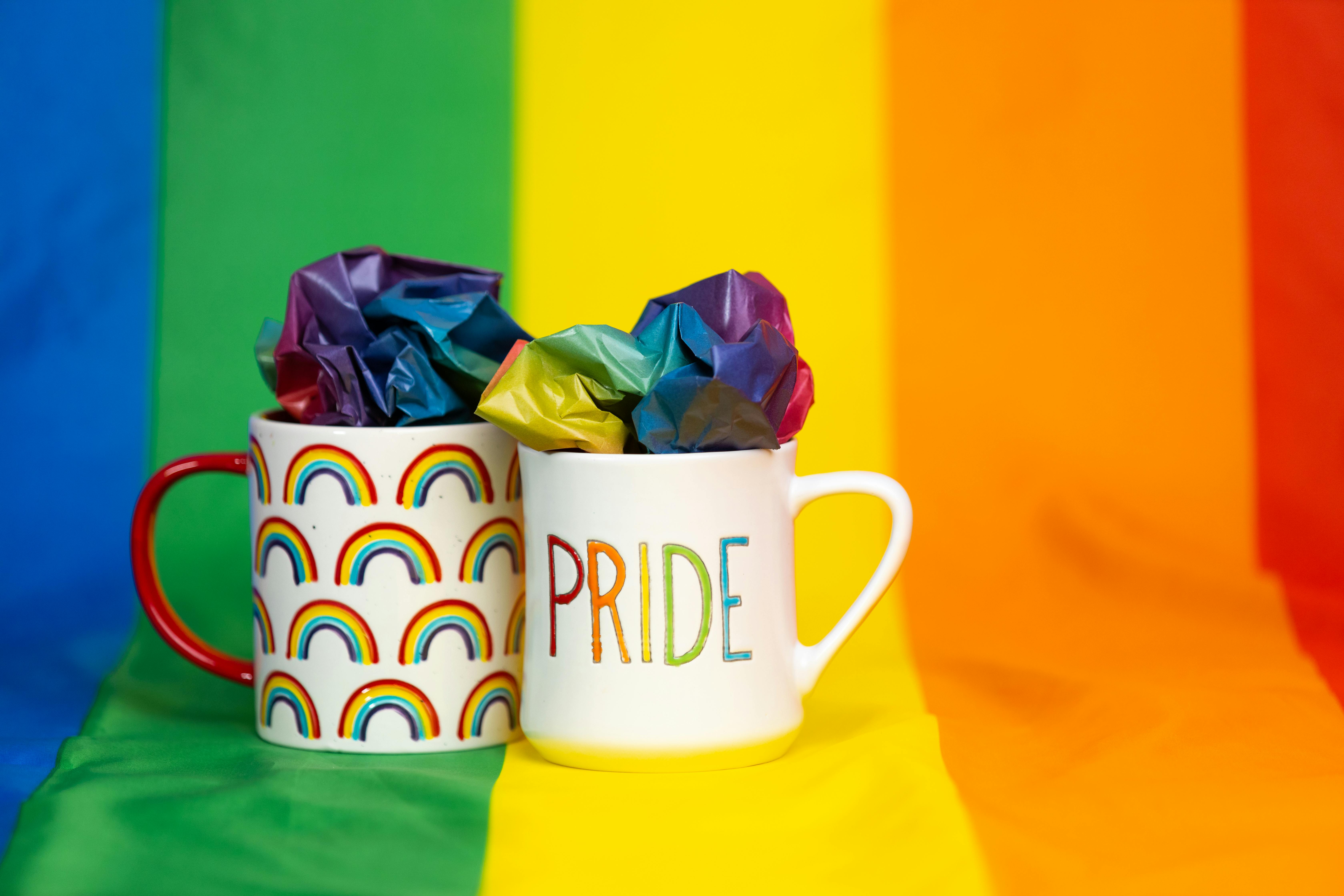 Mugs with Gay Pride Symbols · Free Stock Photo