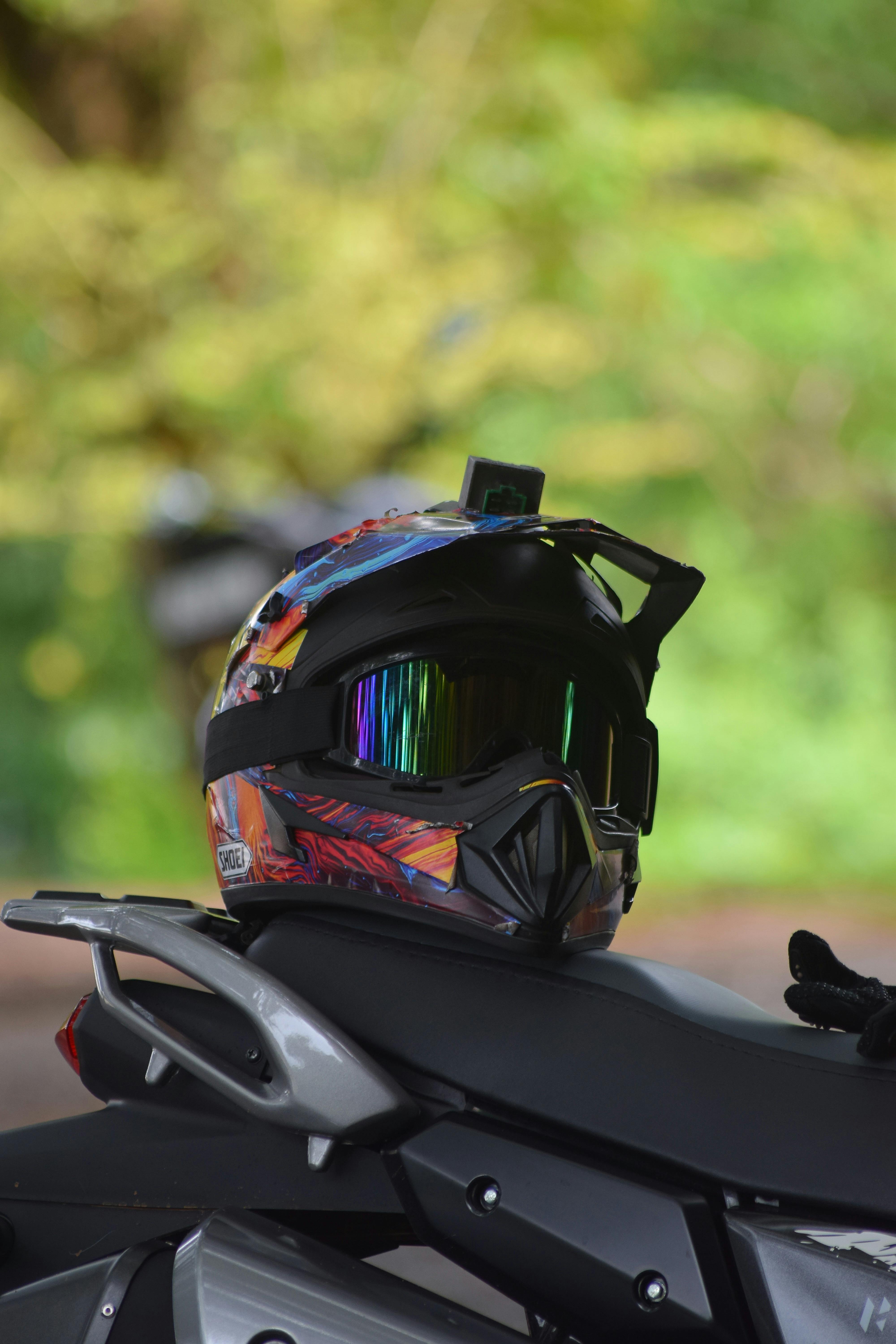 Colorful Helmet on Motorcycle · Free Stock Photo