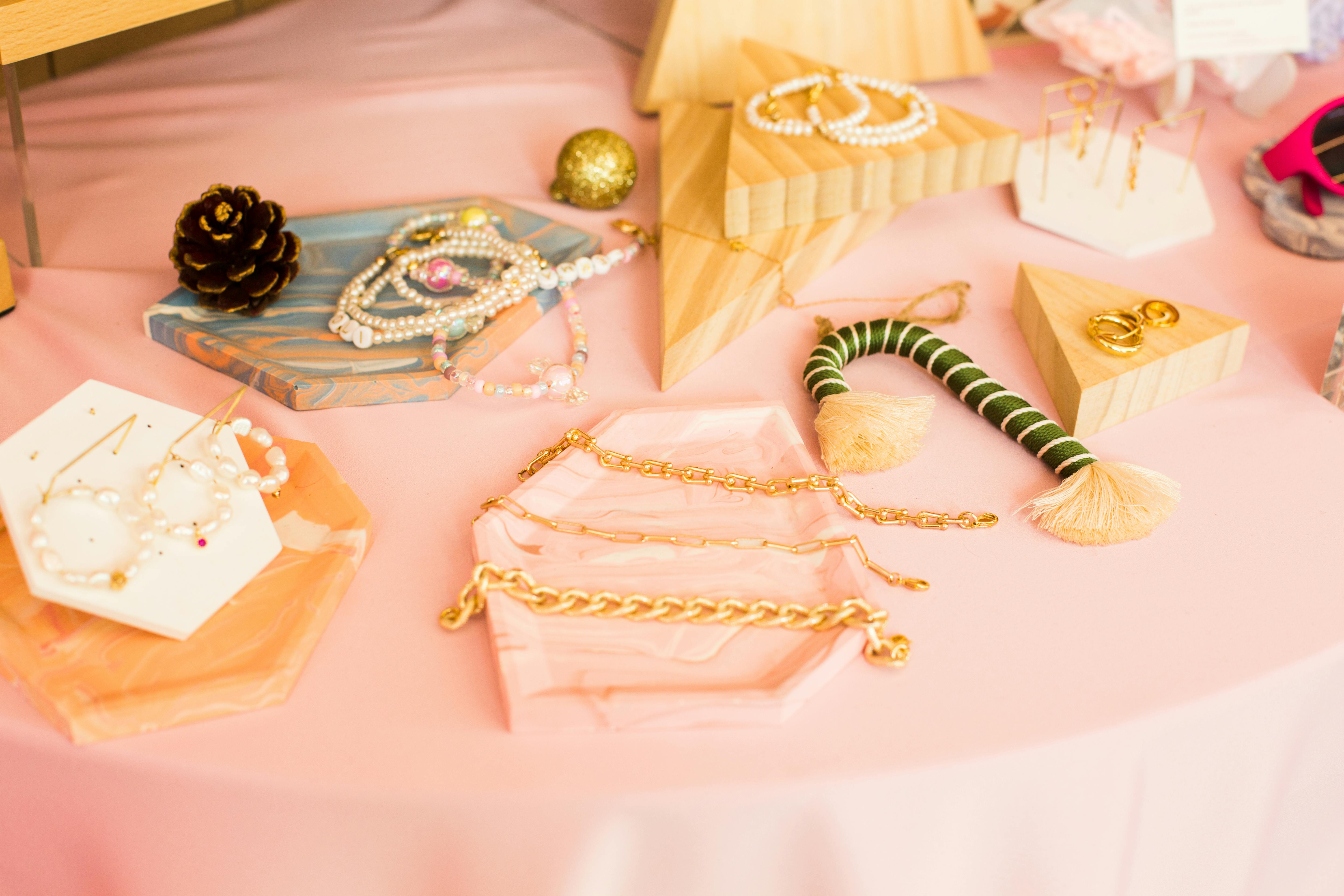 Jewelry on Table and in Shell · Free Stock Photo