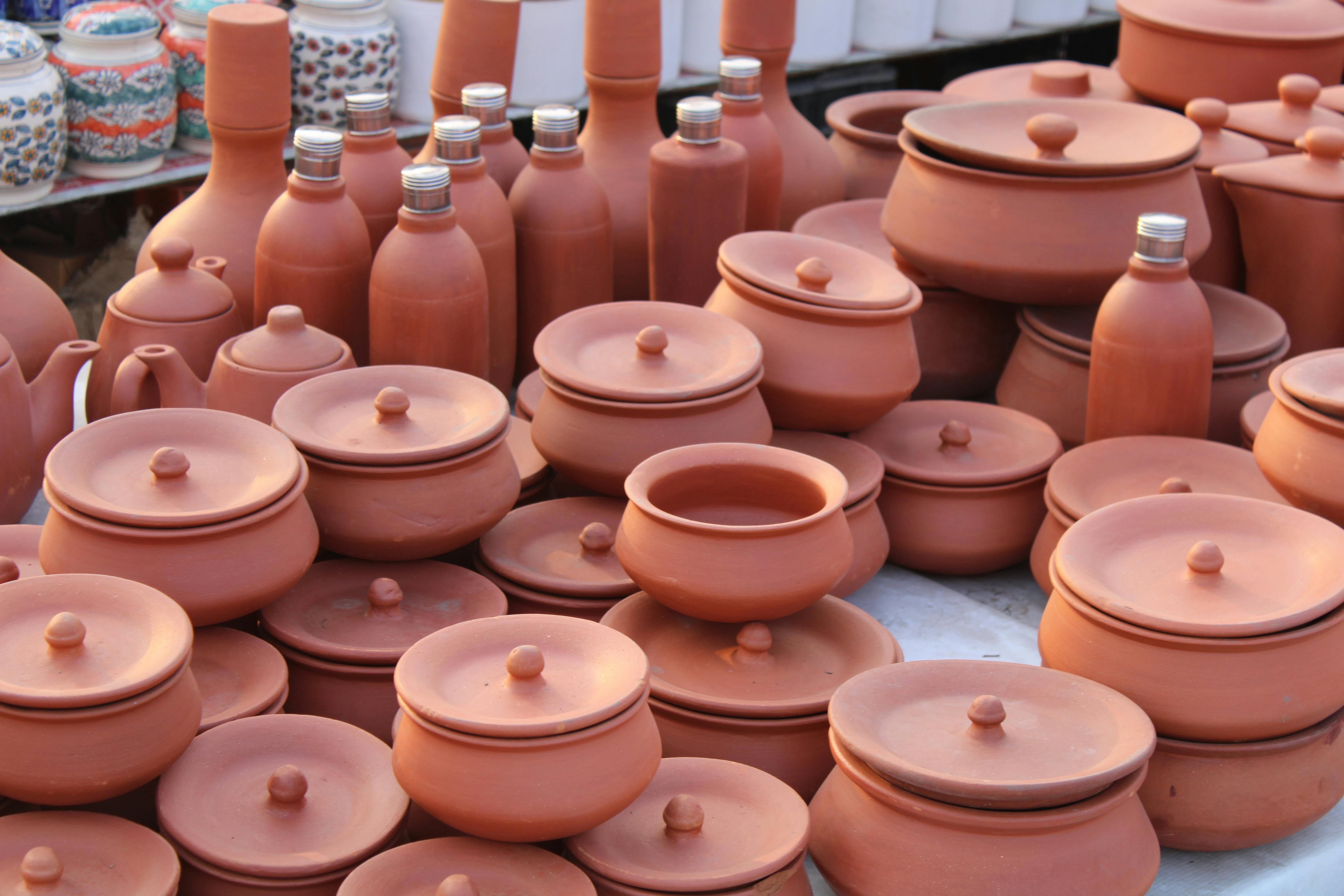 Brown Clay Pots on the Table · Free Stock Photo