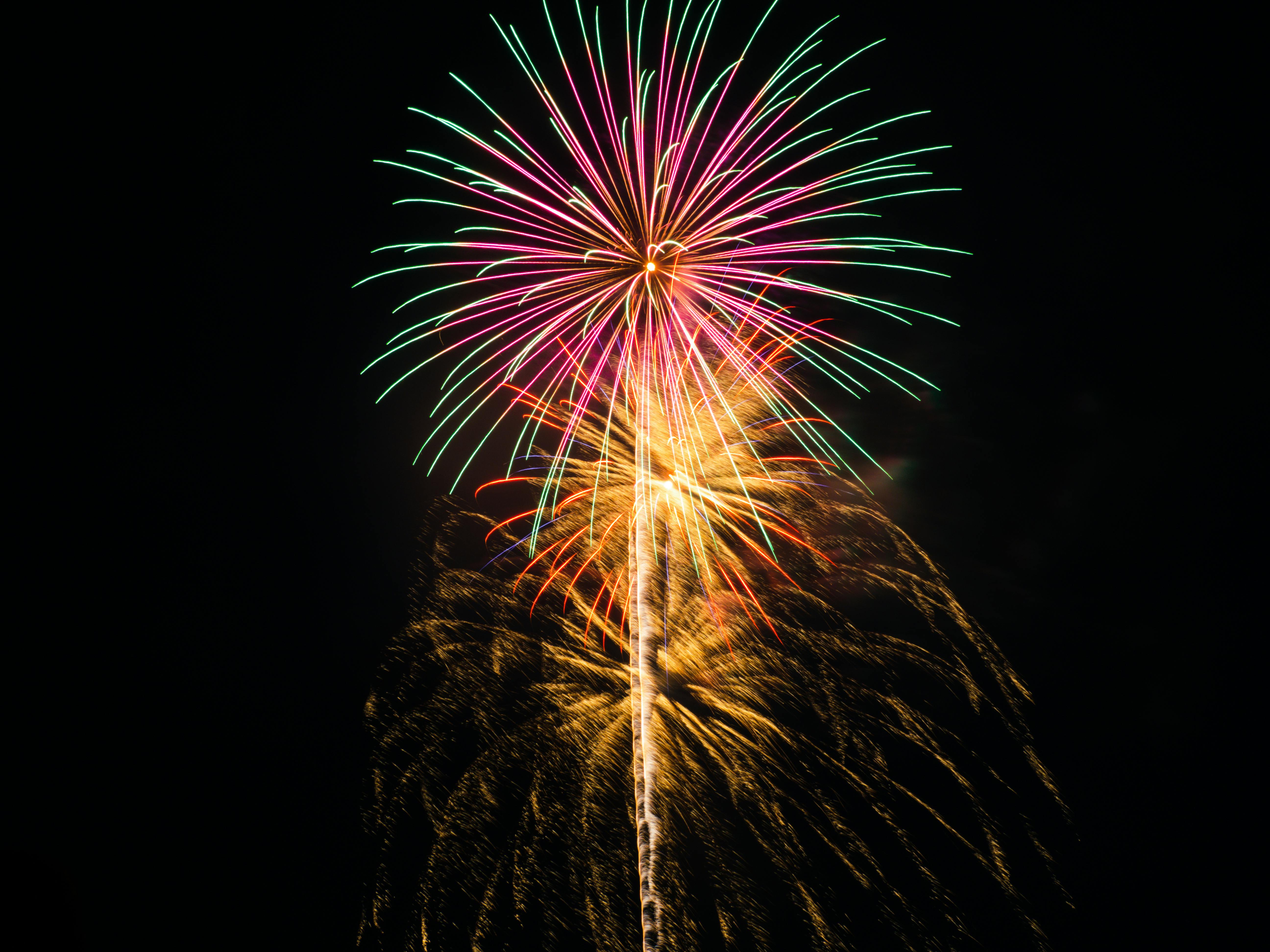 Red and Yellow Fireworks Display During Nighttime · Free Stock Photo