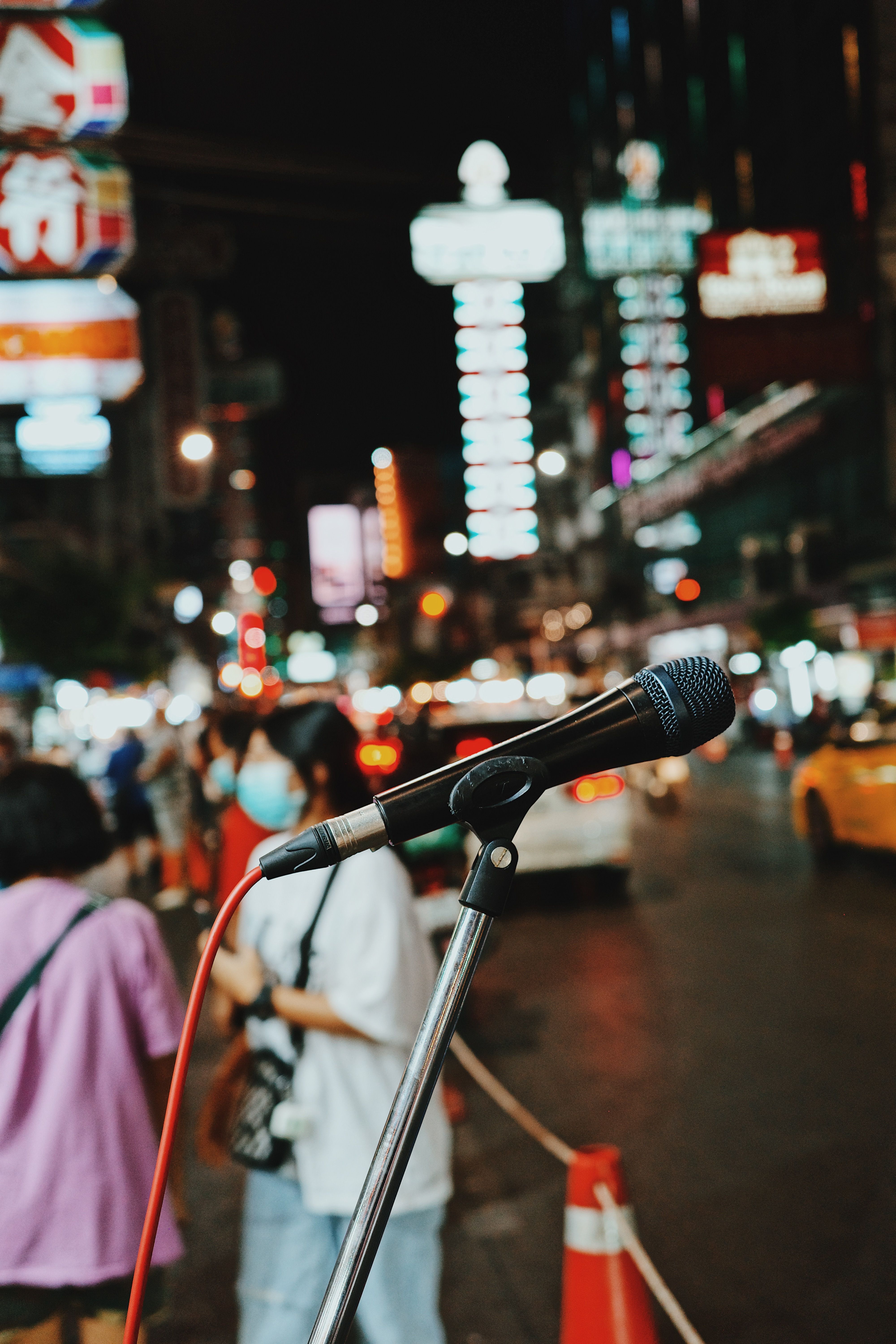 A Microphone on the Sidewalk · Free Stock Photo