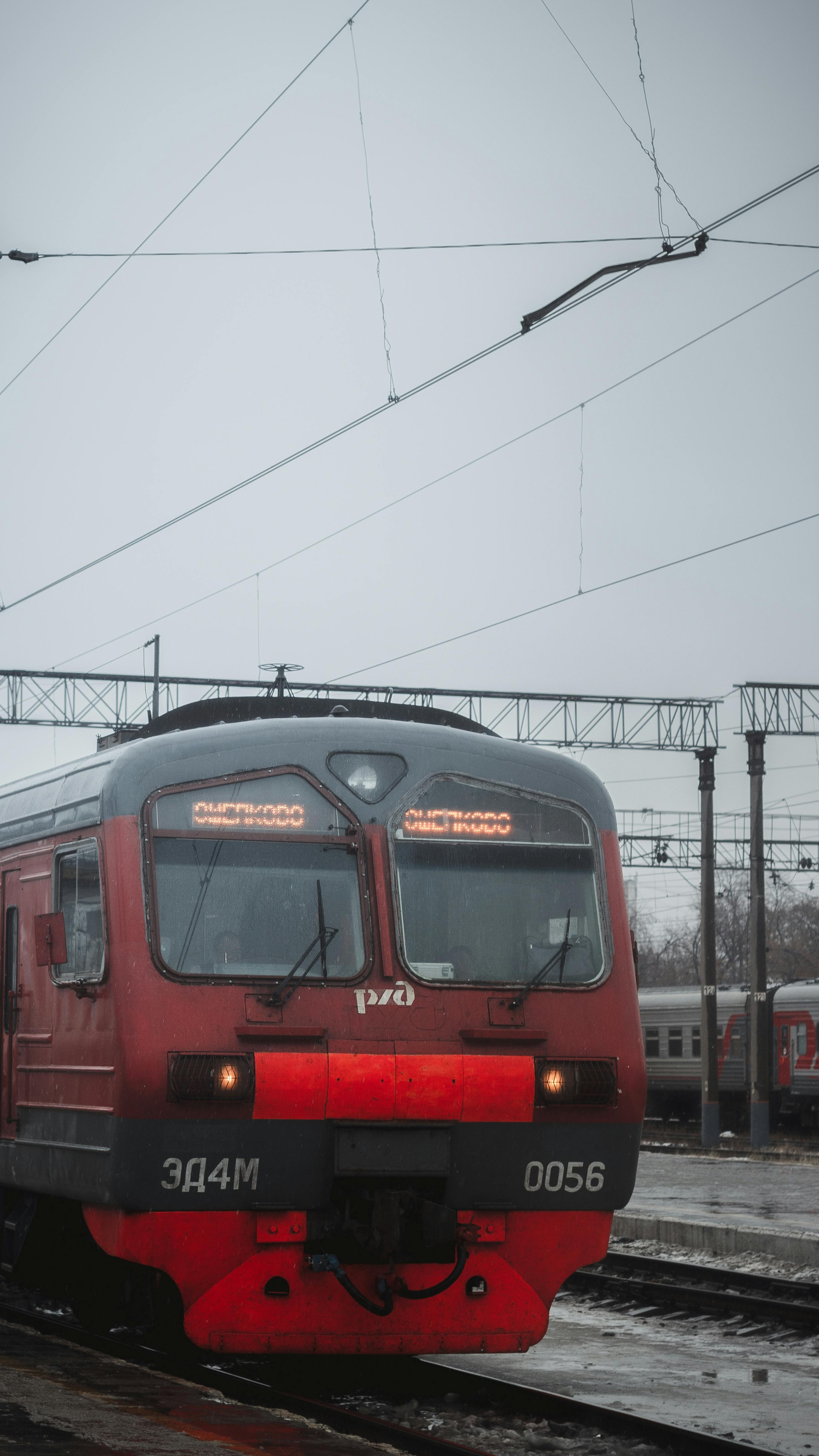 Red Train on Railway · Free Stock Photo
