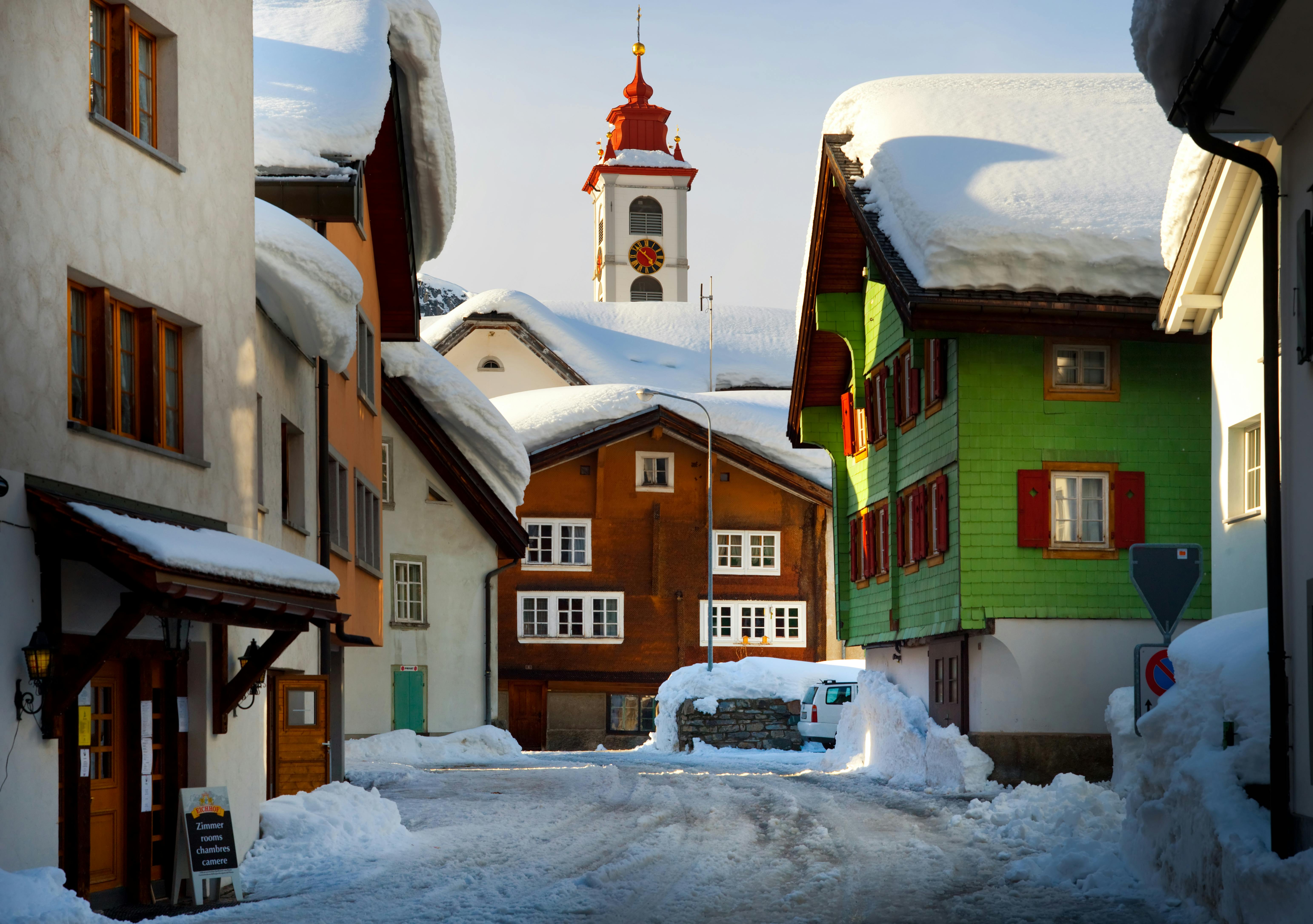Snow Covered Buildings · Free Stock Photo